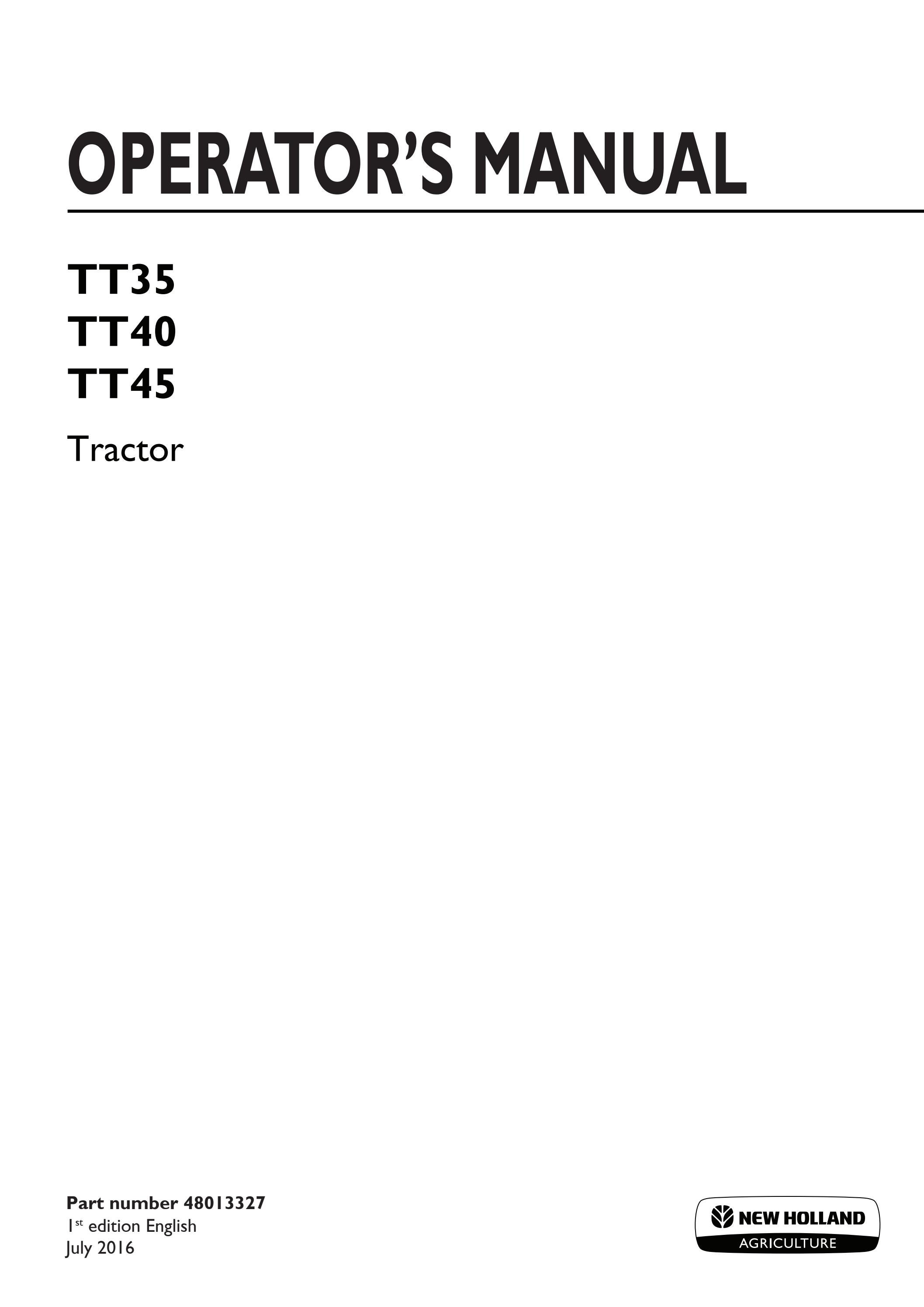 New Holland TT35 TT40 TT45 Tractor Operator’s Manual Instant Download ...