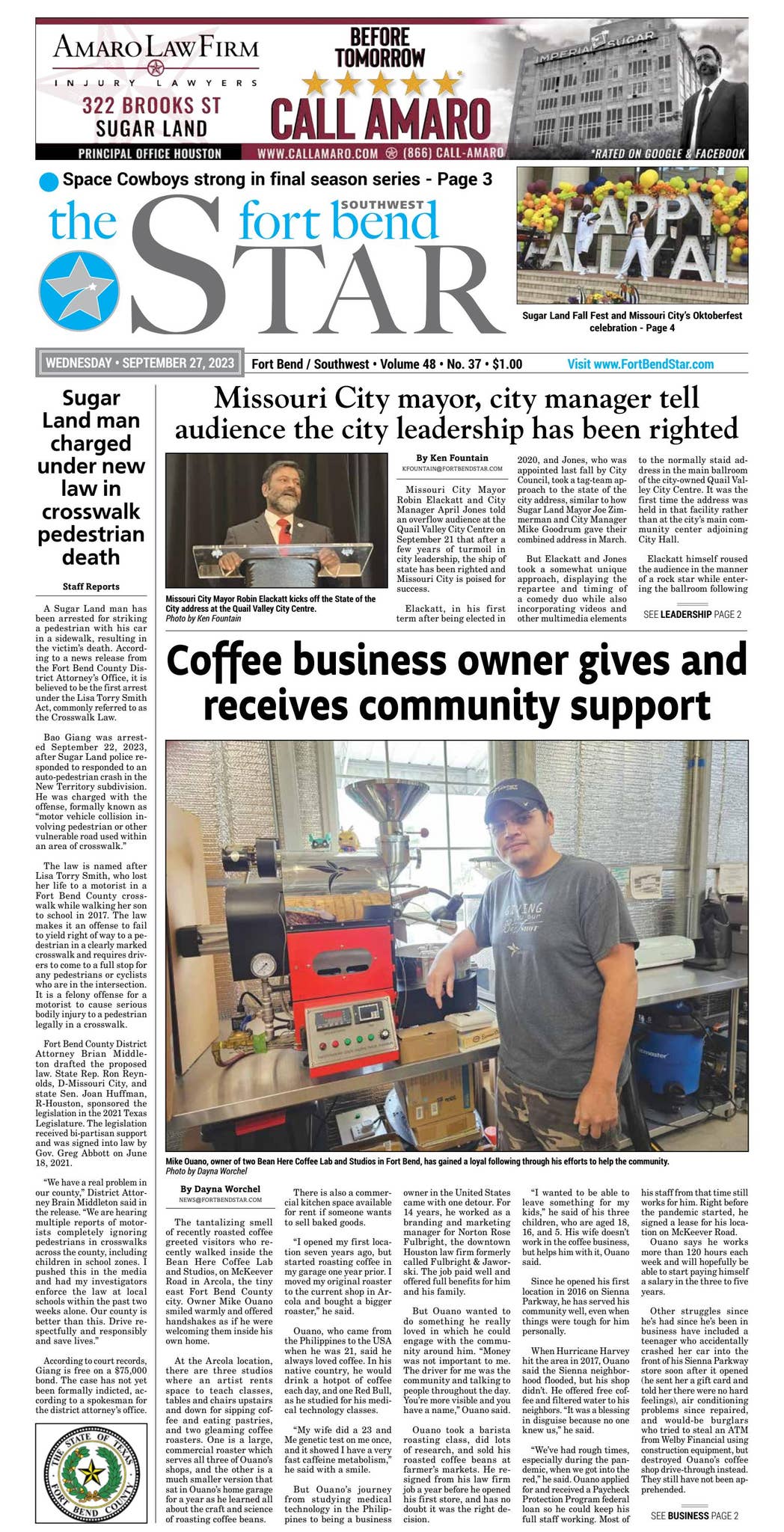 The 09-27-23 Edition of The Fort Bend Star by Street Media - Issuu