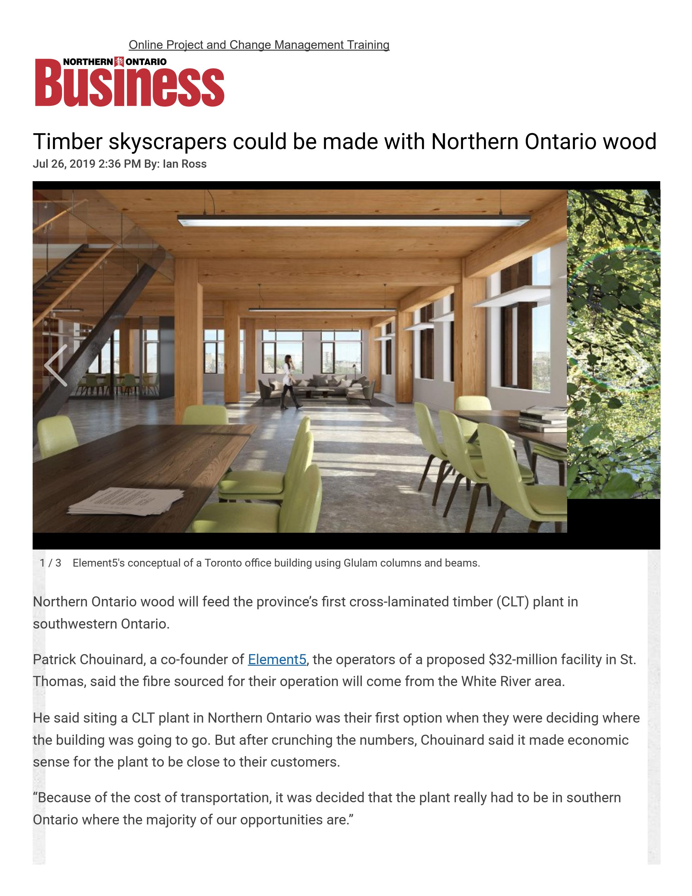 Timber skyscrapers made with Northern Ontario wood - Northern Ontario Business by Element5 - Issuu