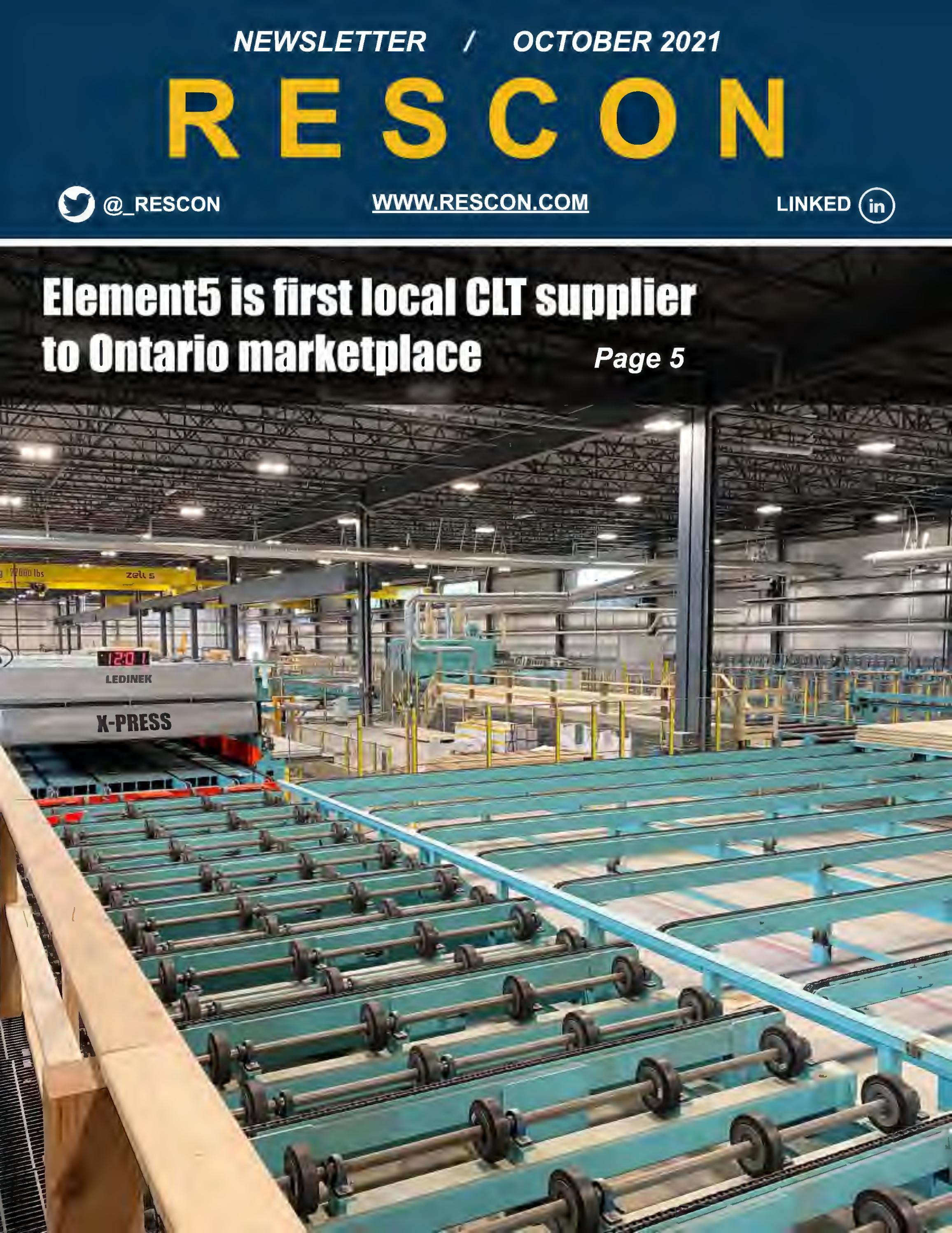 Element5 is first local CLT supplier to Ontario marketplace - RESCON Cover Story by Element5 - Issuu