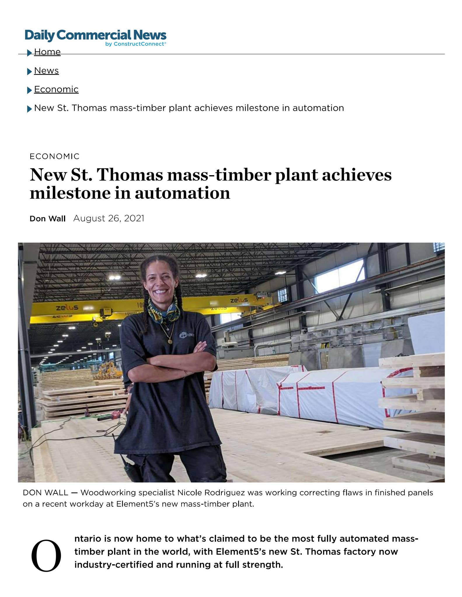 St. Thomas mass timber plant achieves milestone in automation - Daily Commercial News by ...