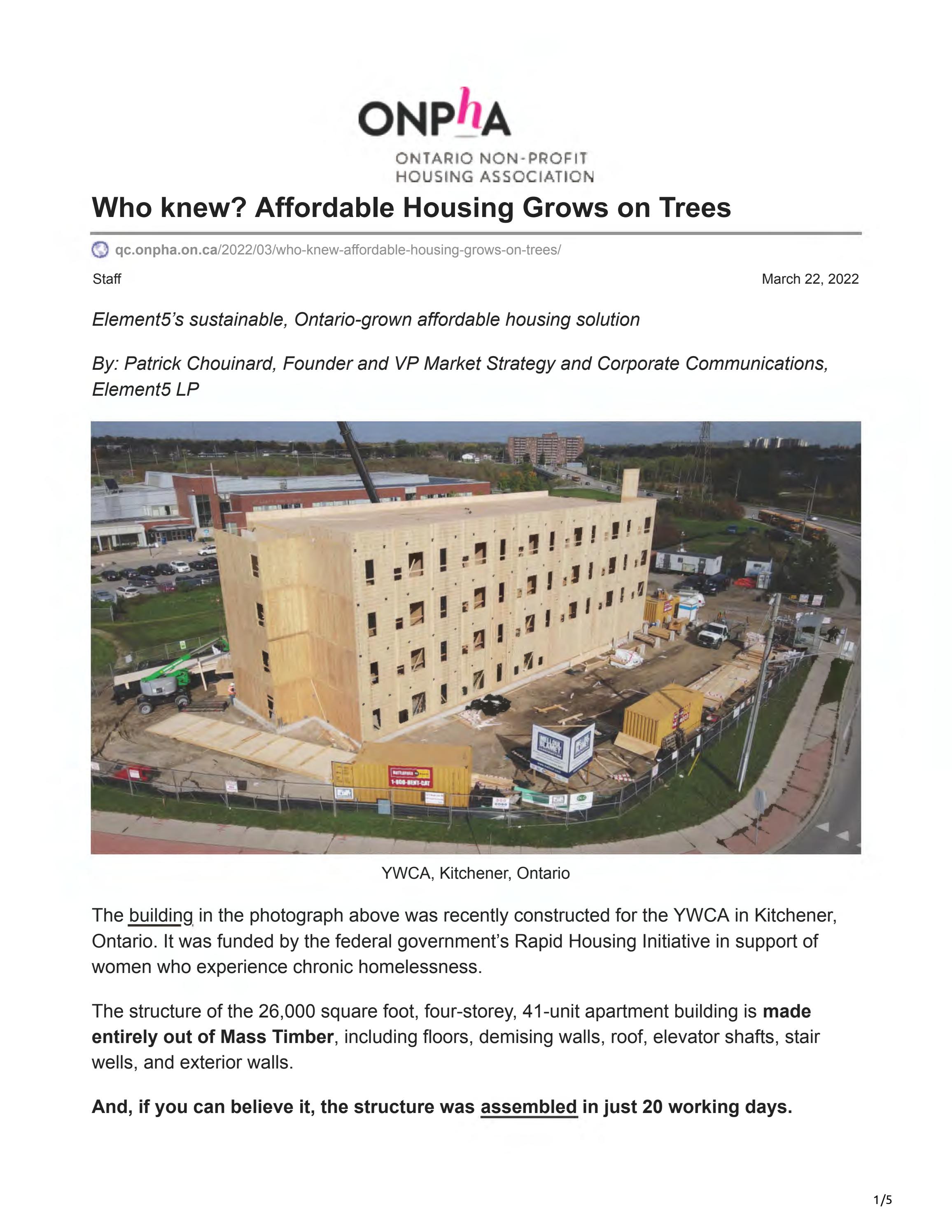 Who knew? Affordable Housing Grows on Trees - Ontario Non-Profit Housing Association (ONPHA) by ...