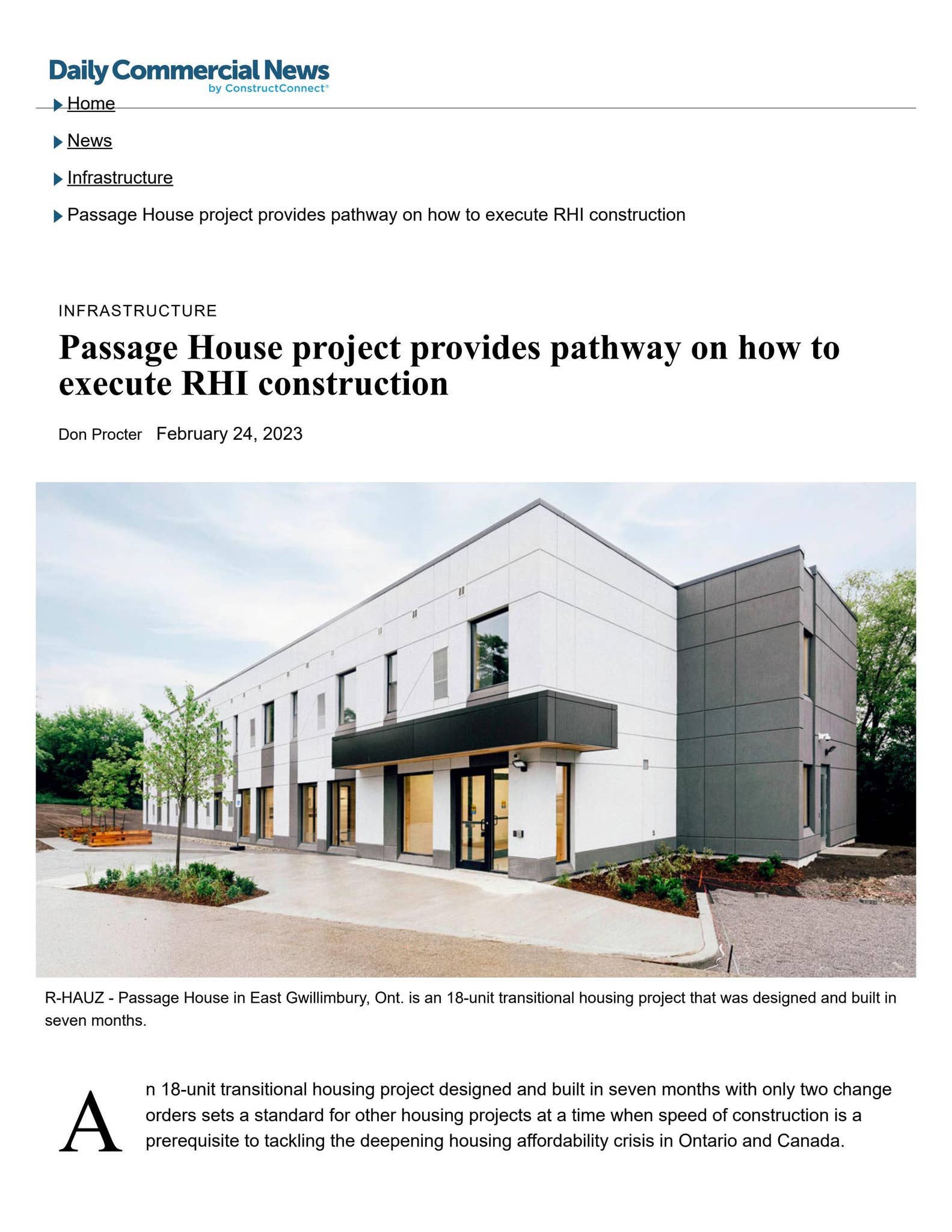 Passage House project provides pathway on how to execute RHI ...