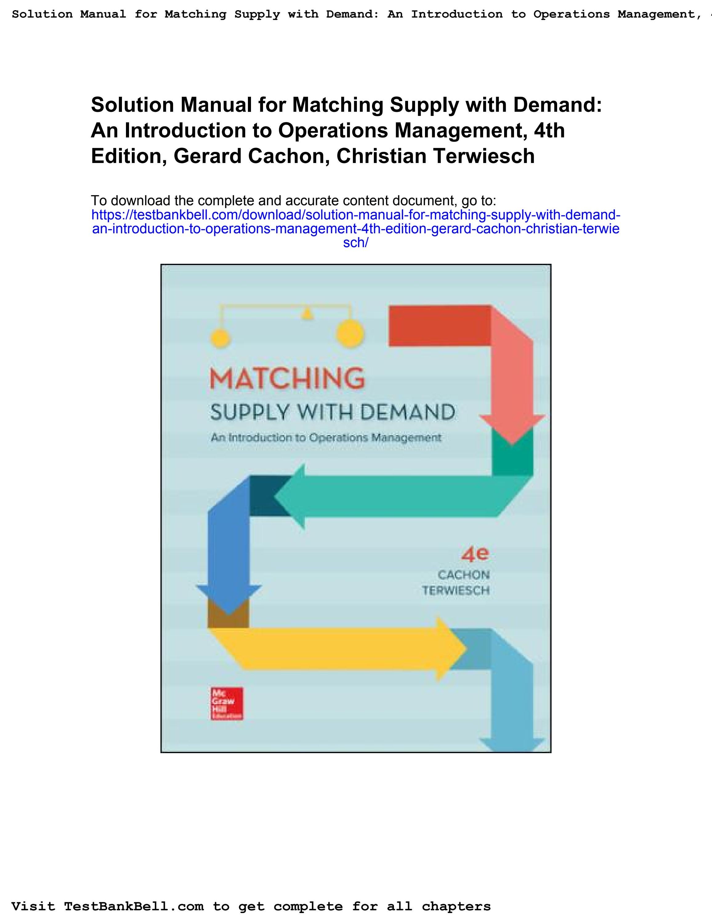 Solution manual for matching supply with demand an introduction to operations management 4th ...