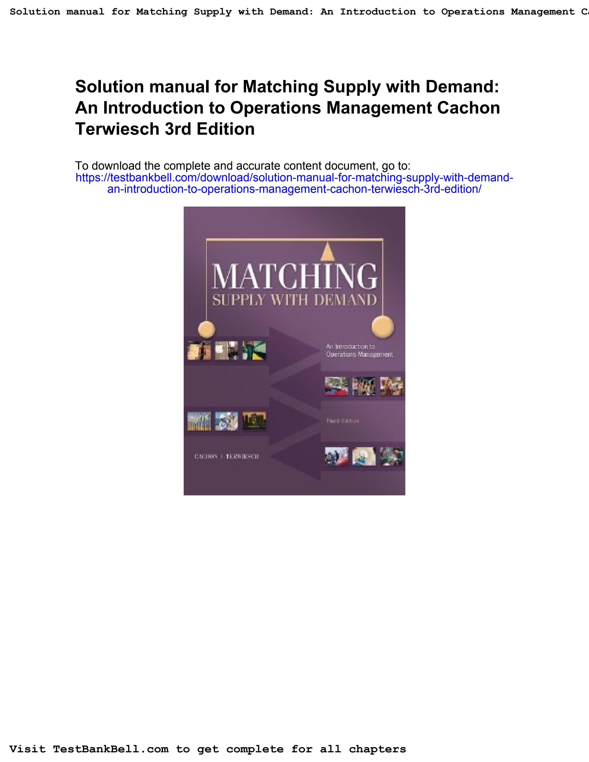 Solution manual for matching supply with demand an introduction to operations management cachon ...