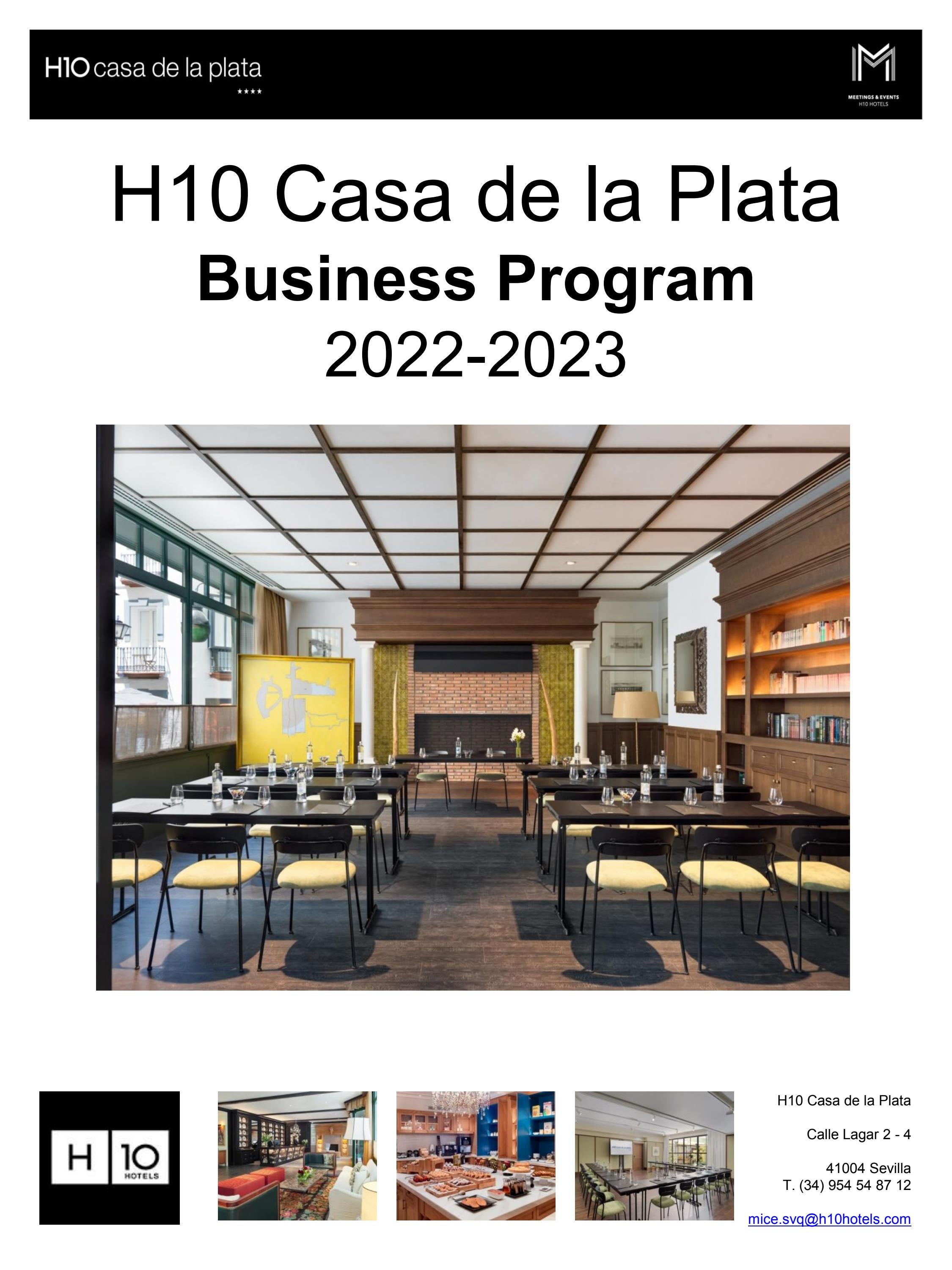Dossier F&B H10 Casa de la Plata 2023 by H1O Hotels - Meetings & Events - Issuu