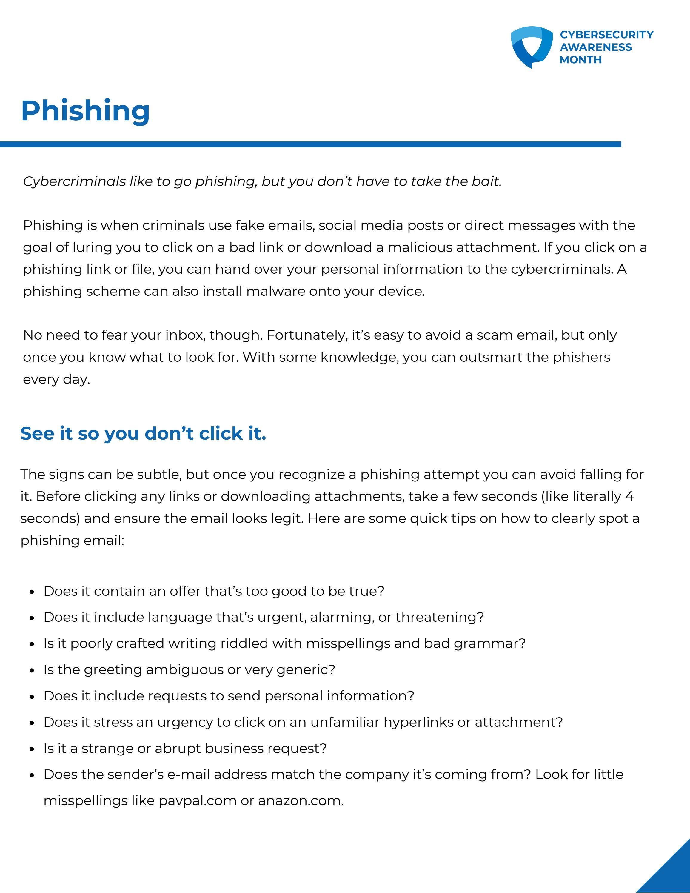 Phishing Tip Sheet by Cyber Florida: The Florida Center for ...