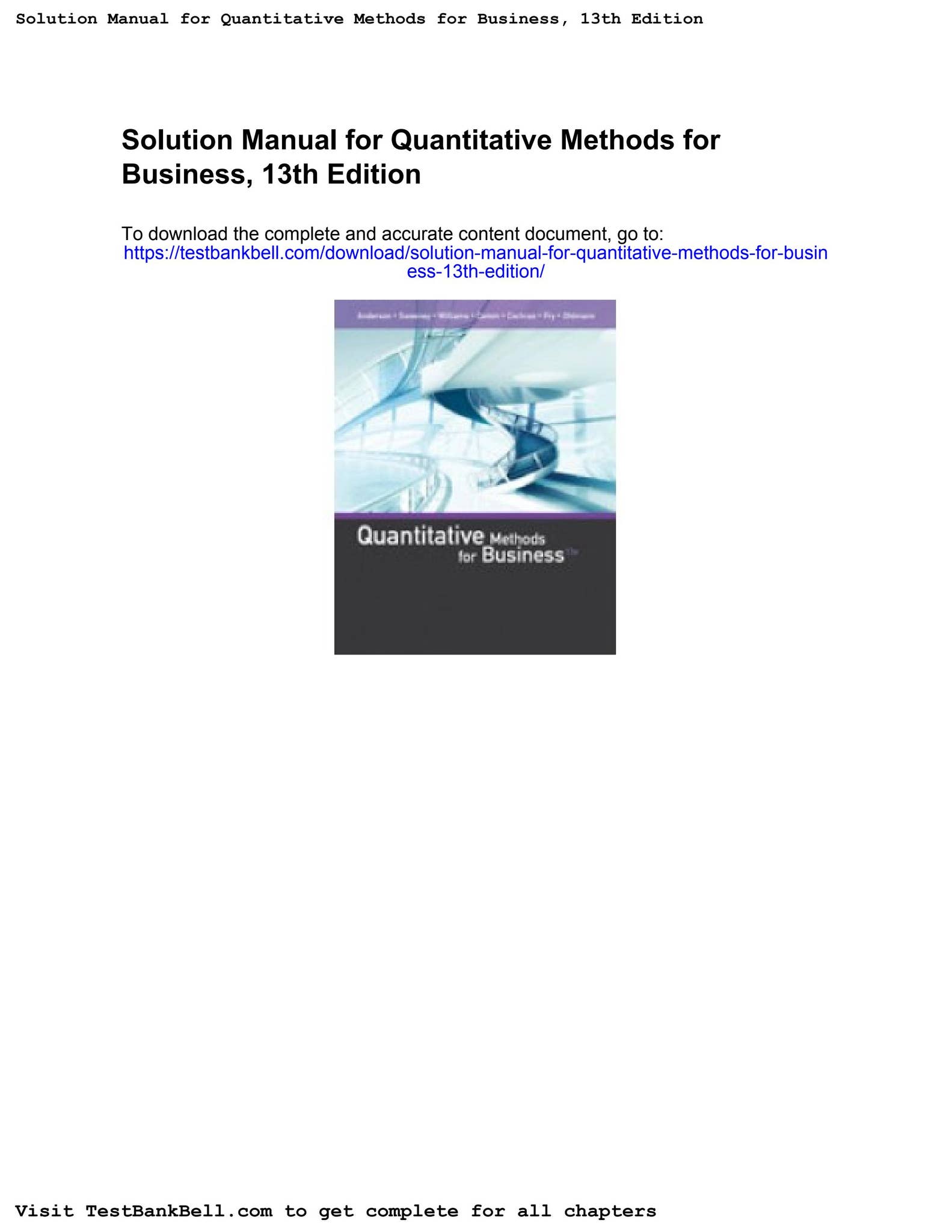 Solution manual for quantitative methods for business 13th edition by ...