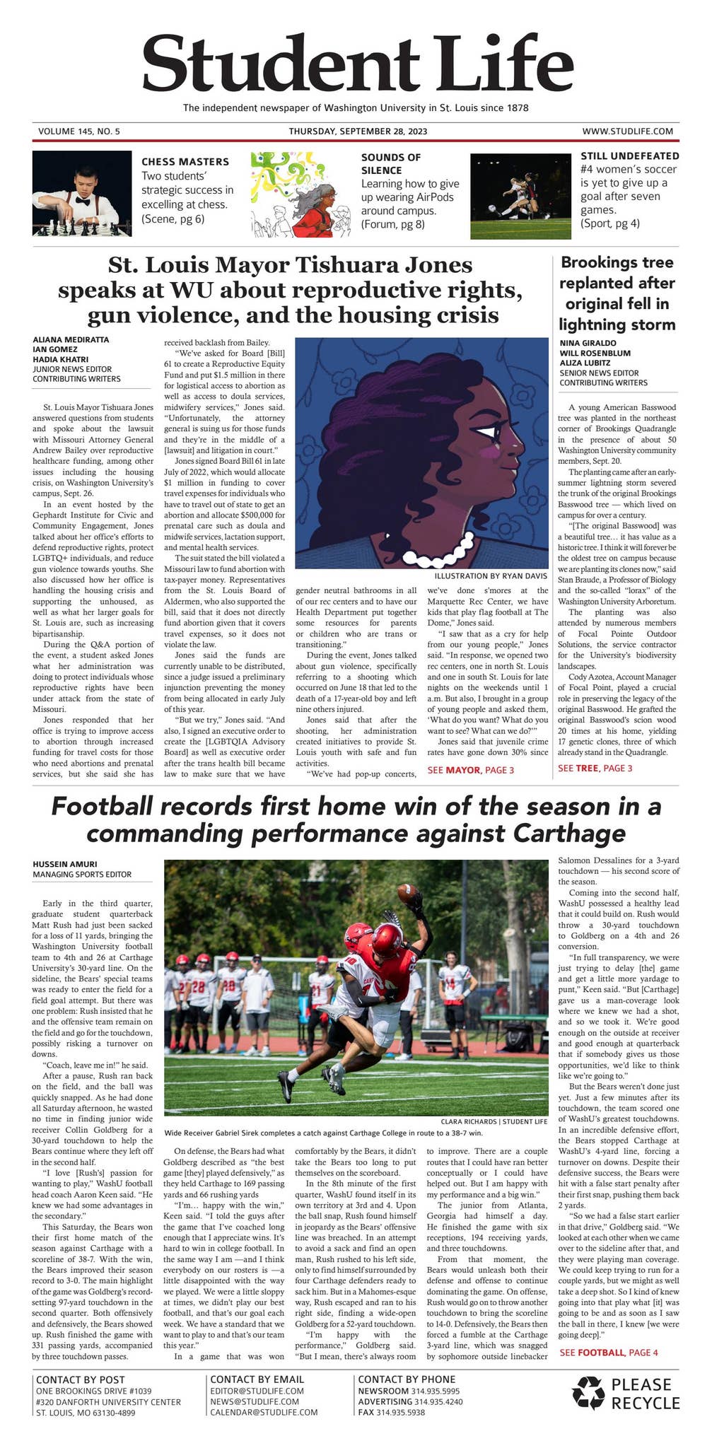September 28, 2023 Student Life newspaper Washington University in St ...