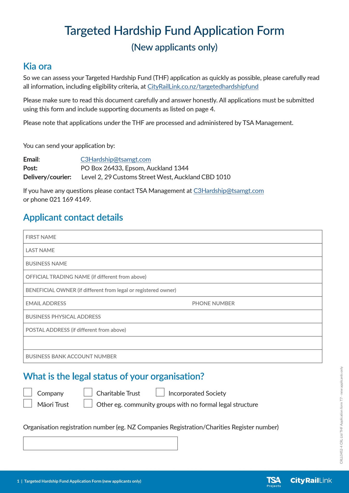 THF Application Form T8 & T9 by City Rail Link Ltd - Issuu
