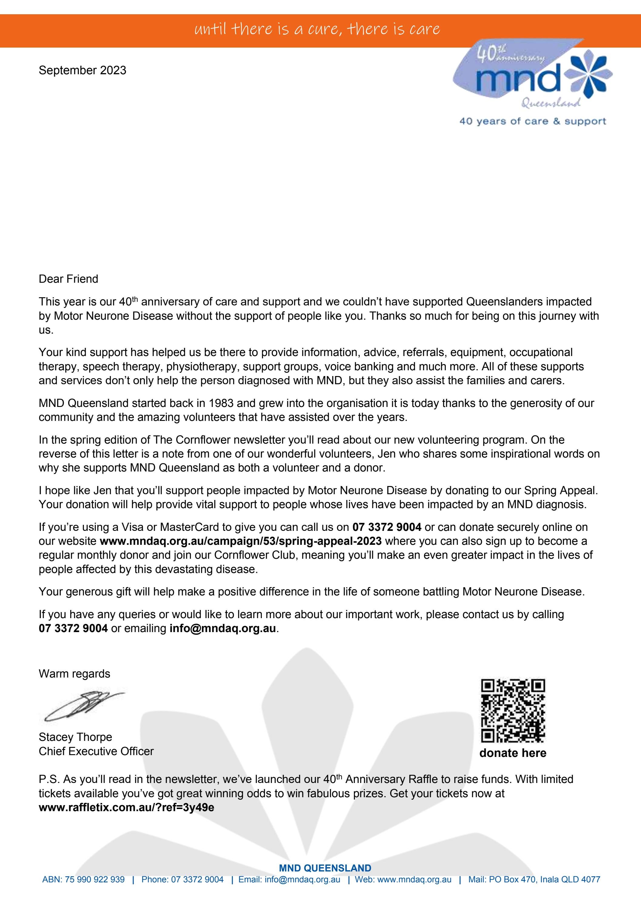 Spring Appeal Letter by MND Queensland - Issuu