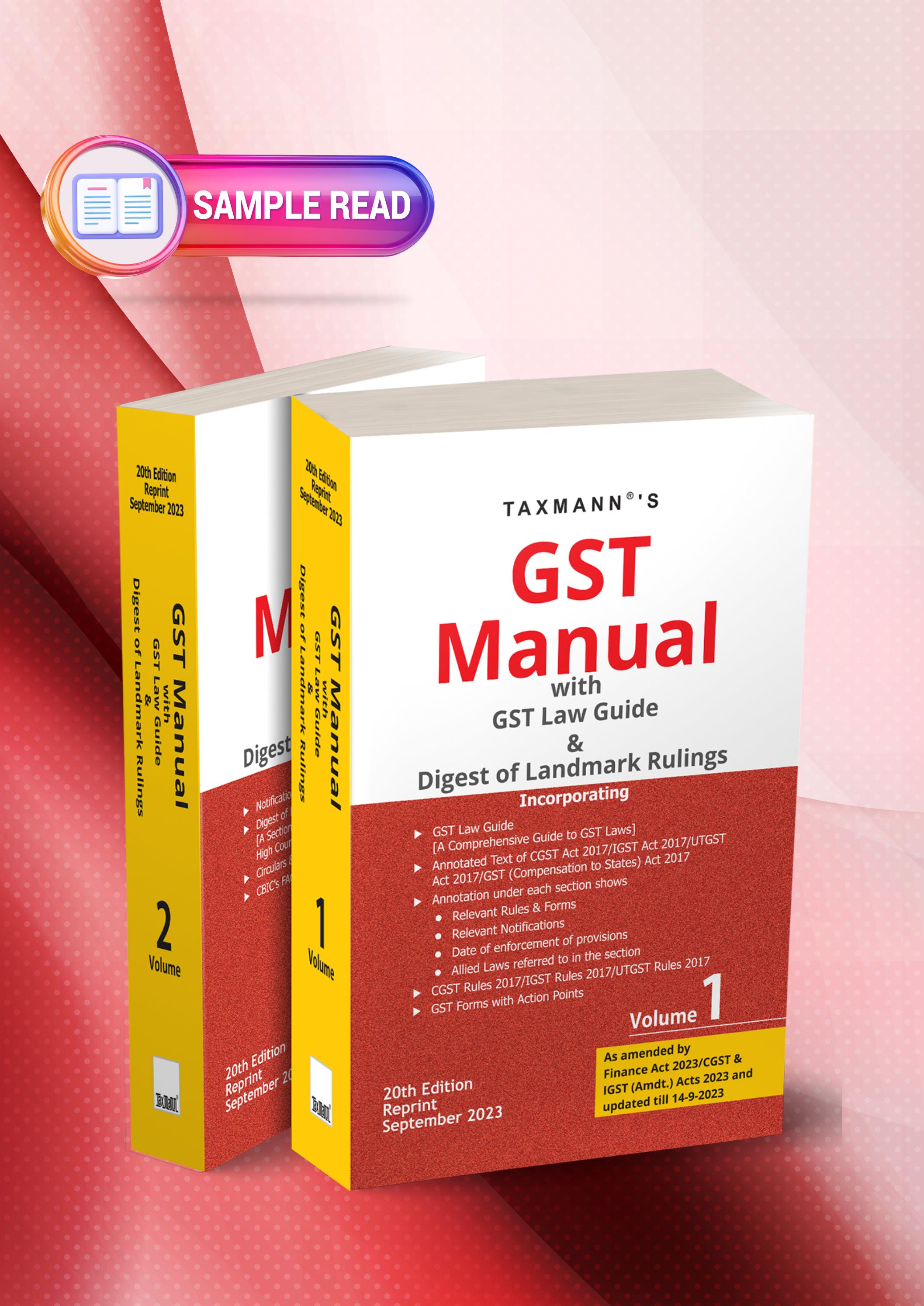 Taxmann's GST Manual with GST Law Guide & Digest of Landmark Rulings by ...