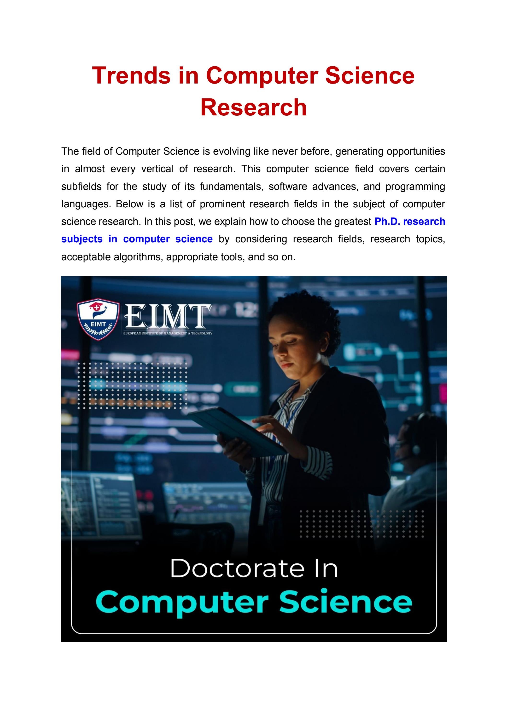 Trends in Computer Science Research by eimtonline - Issuu