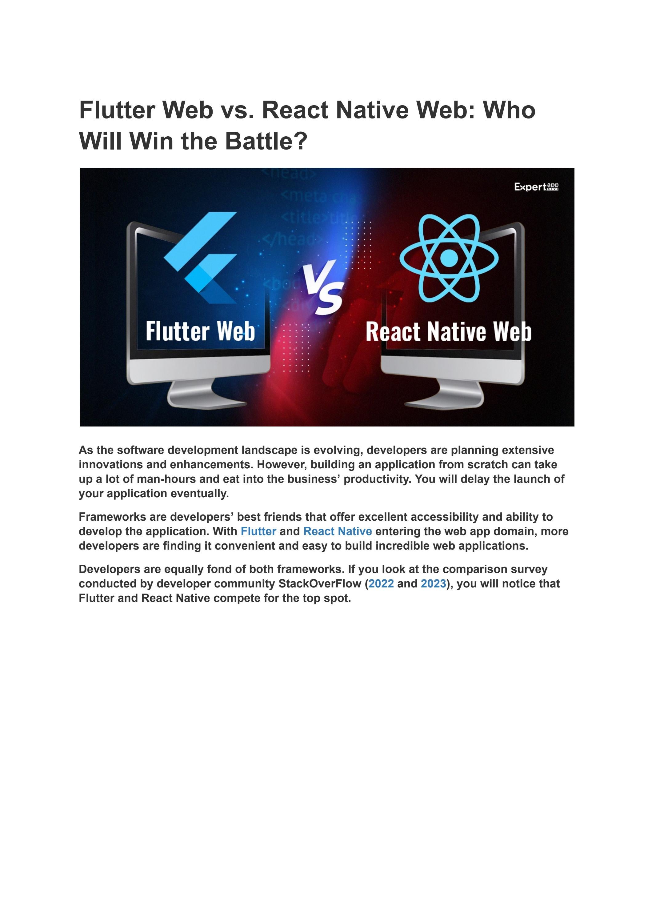 Flutter Web Vs React Native Web Who Will Win The Battle By Hardik P Issuu