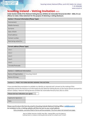 Youth Vetting Invitation Form by Scouting Ireland - Issuu