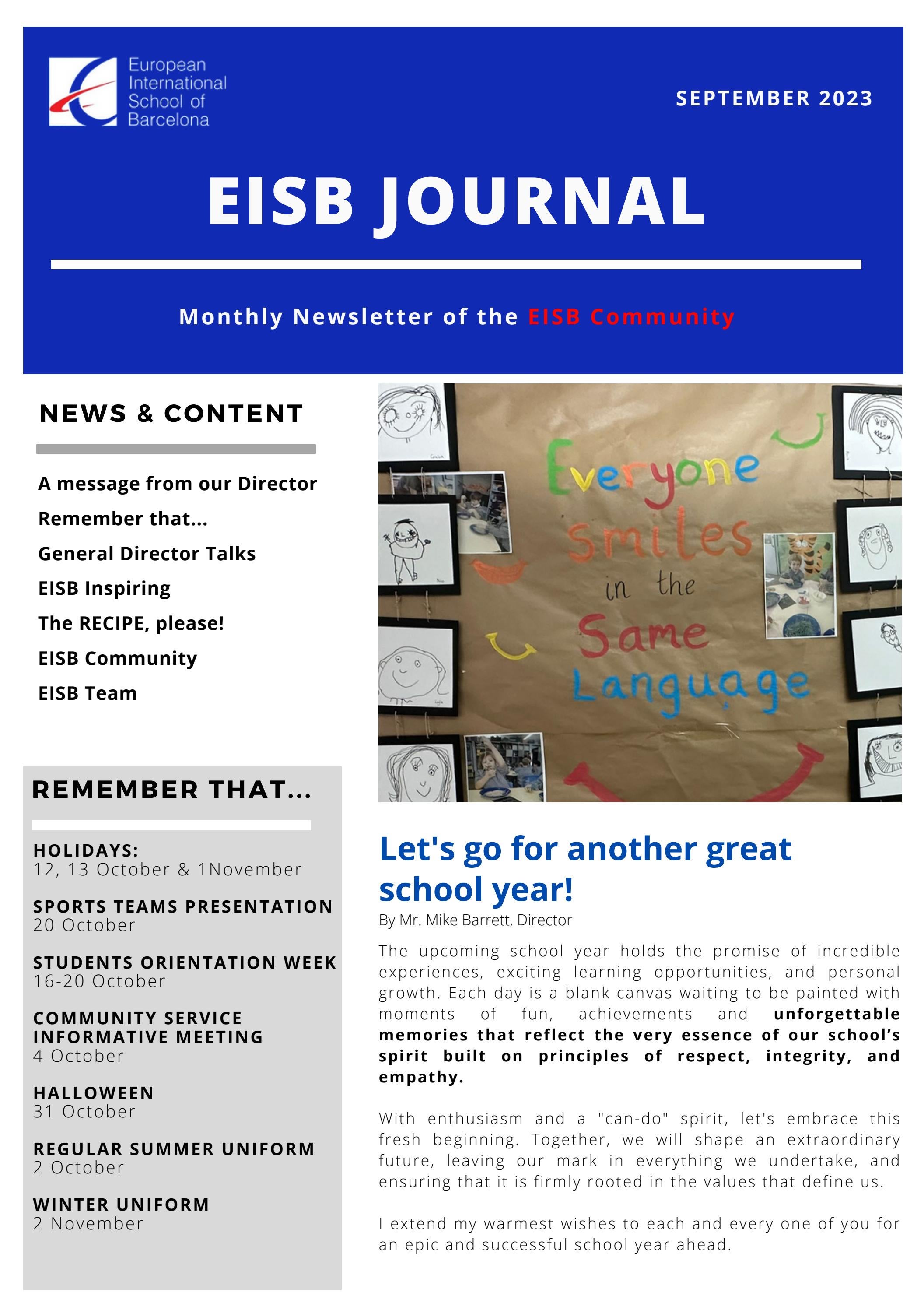 EISB Journal September 2023 by European International School of Barcelona - Issuu