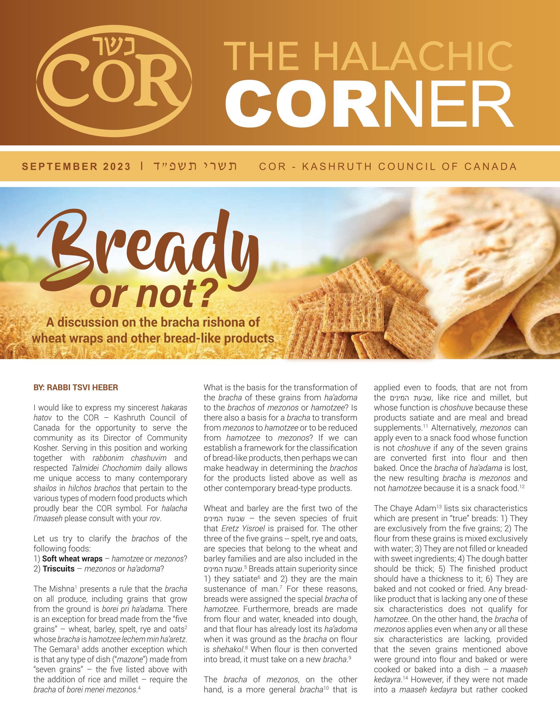 Halachic CORner Magazine 2023/5784 by COR - Kashruth Council of Canada ...