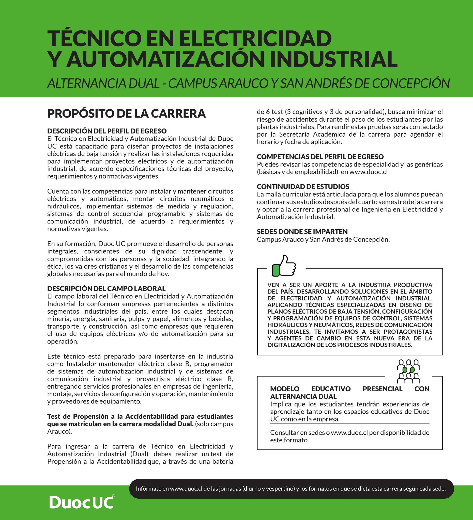 Técnico en Electricidad y Automatización Industrial (Dual - Arauco ...