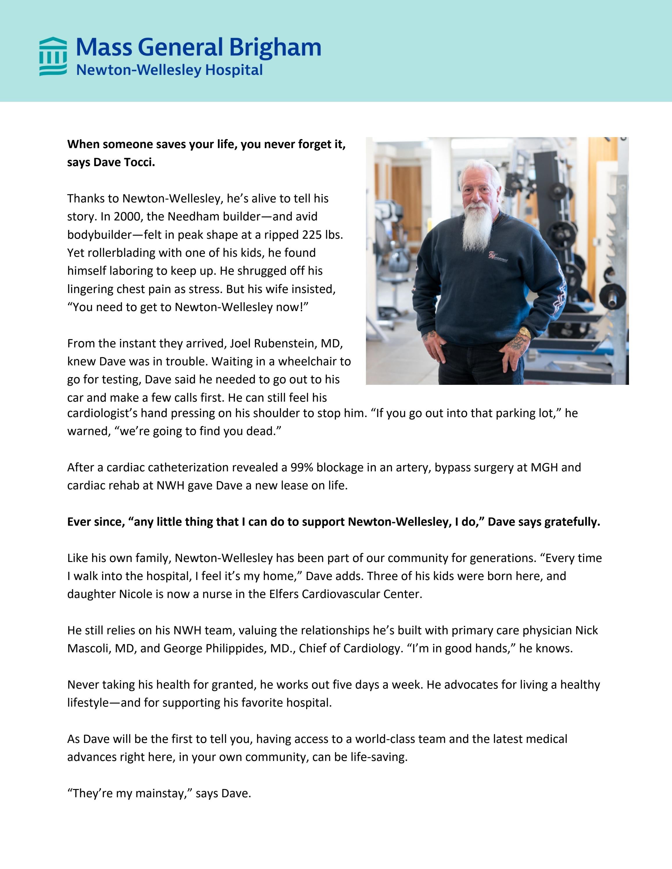 Stories of Gratitude: David Tocci by newtonwellesleyhospital - Issuu