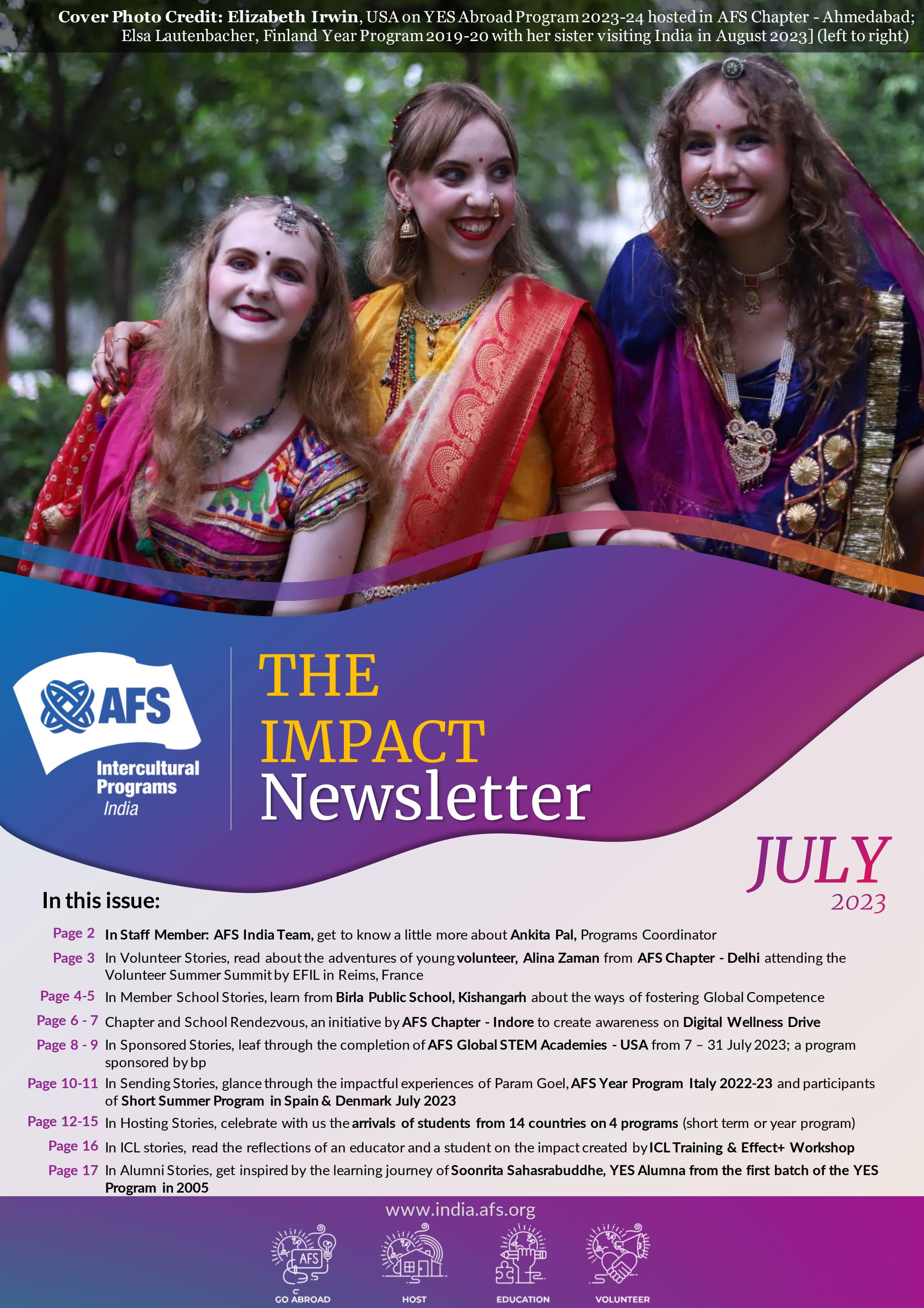 AFS India Newsletter | July 2023 by AFS Intercultural Programs India - Issuu