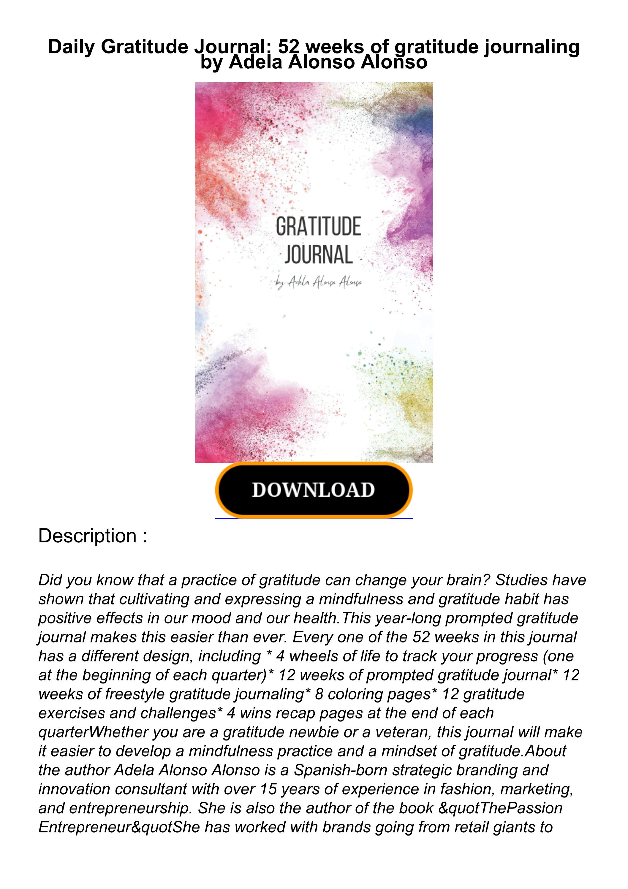 PDF_ Daily Gratitude Journal: 52 weeks of gratitude journaling by Adela ...