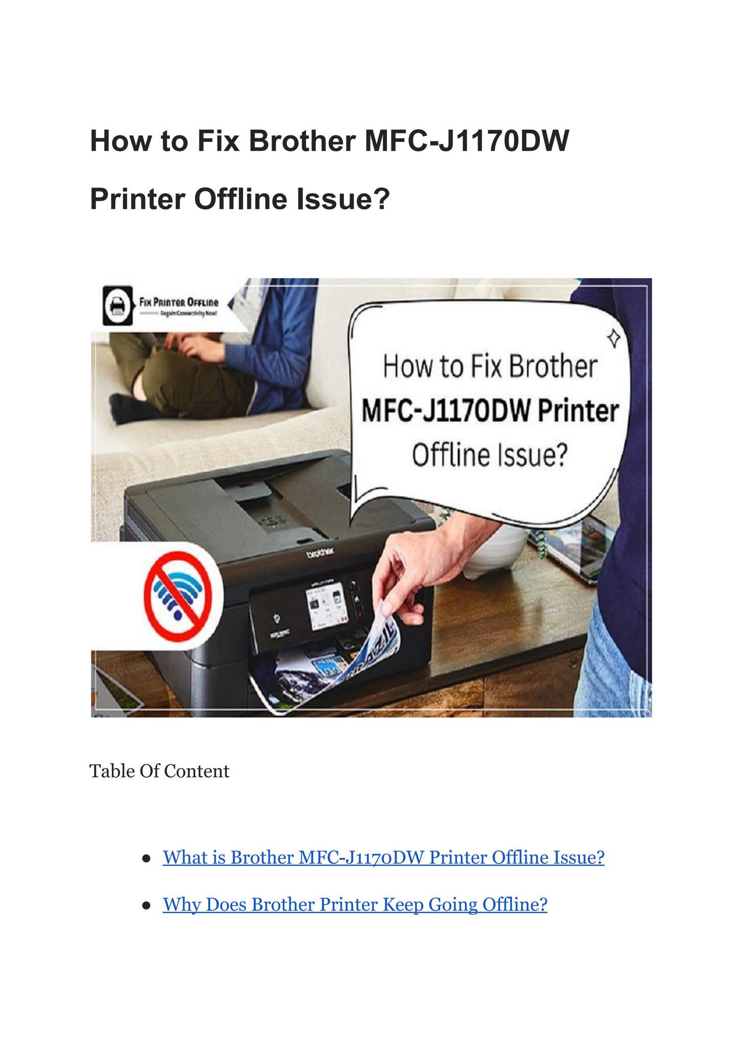 How to Fix Brother MFC-J1170DW Printer Offline Issue? by Fix ...