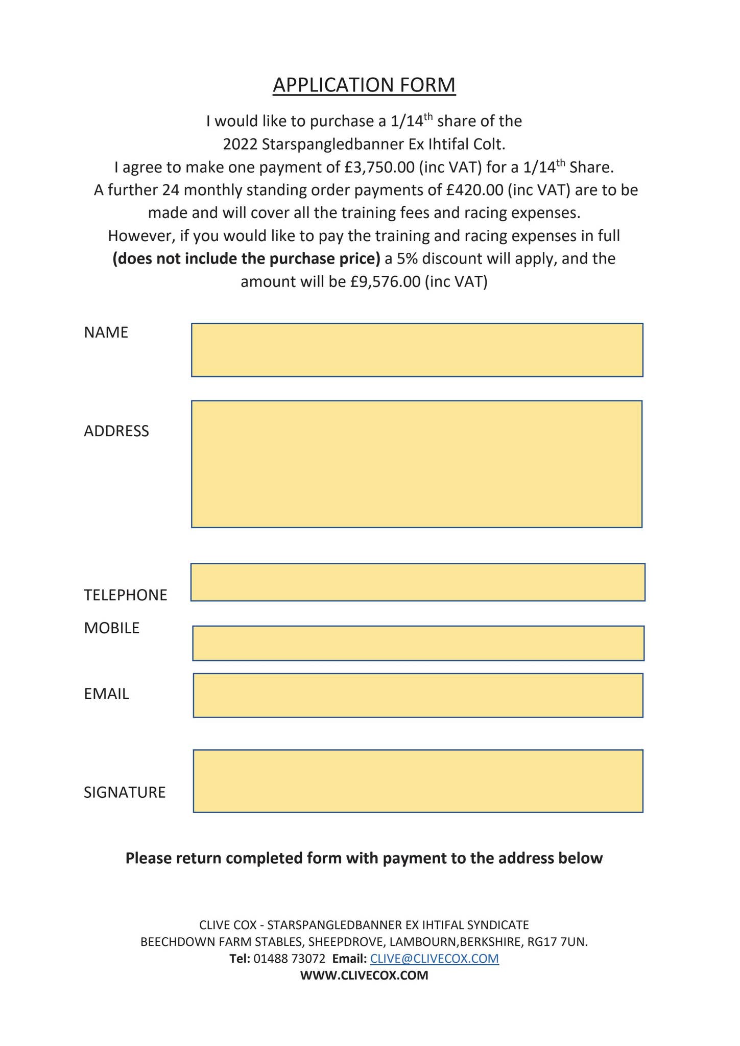2022 Starspangledbanner Ex Ihtifal Application Form by Weatherbys - Issuu