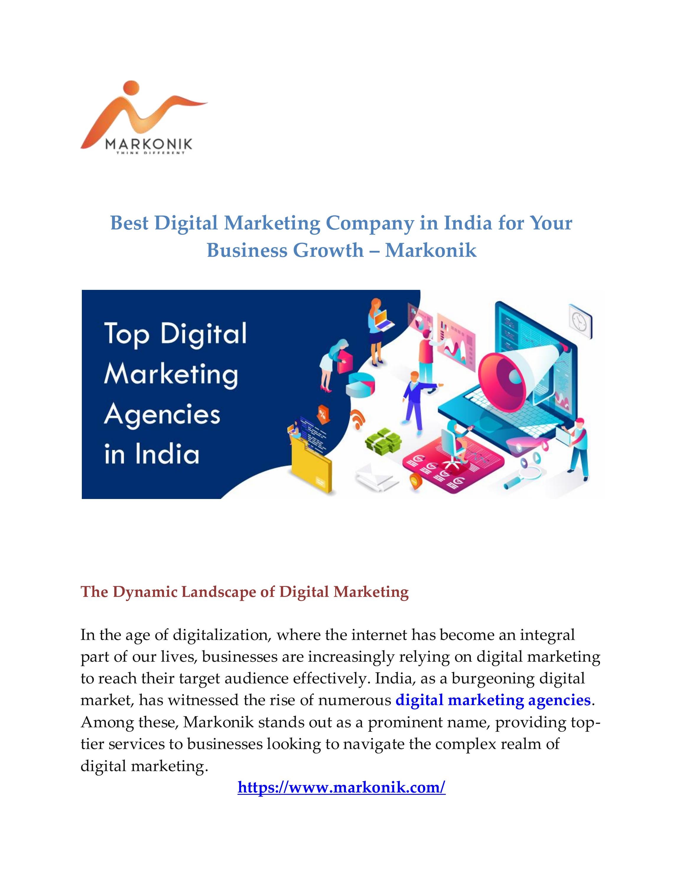 Best Digital Marketing Agency in Jaipur to Boost Your Business - Markonik by markonik12 - Issuu