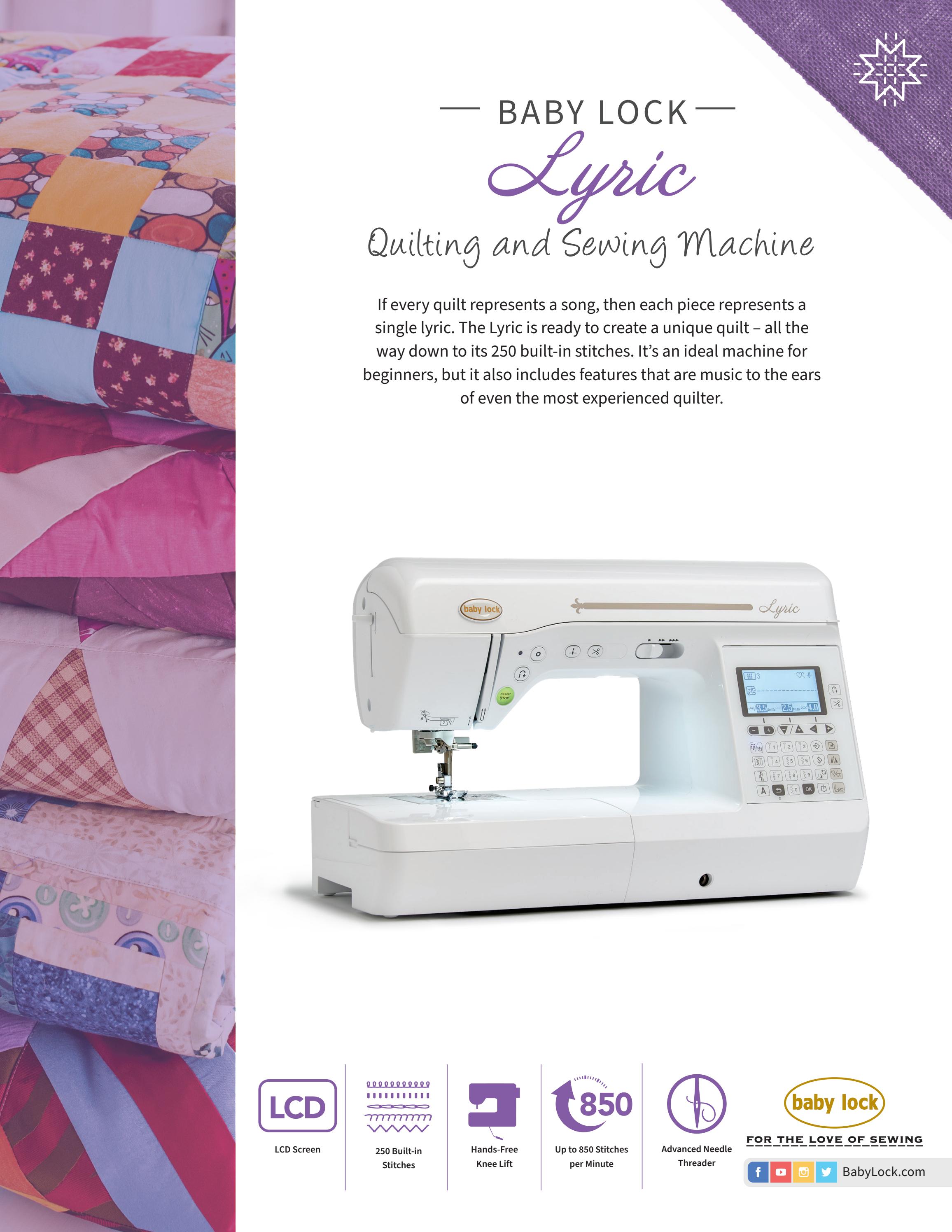 Baby Lock Lyric Spec Sheet by babylocksewing - Issuu