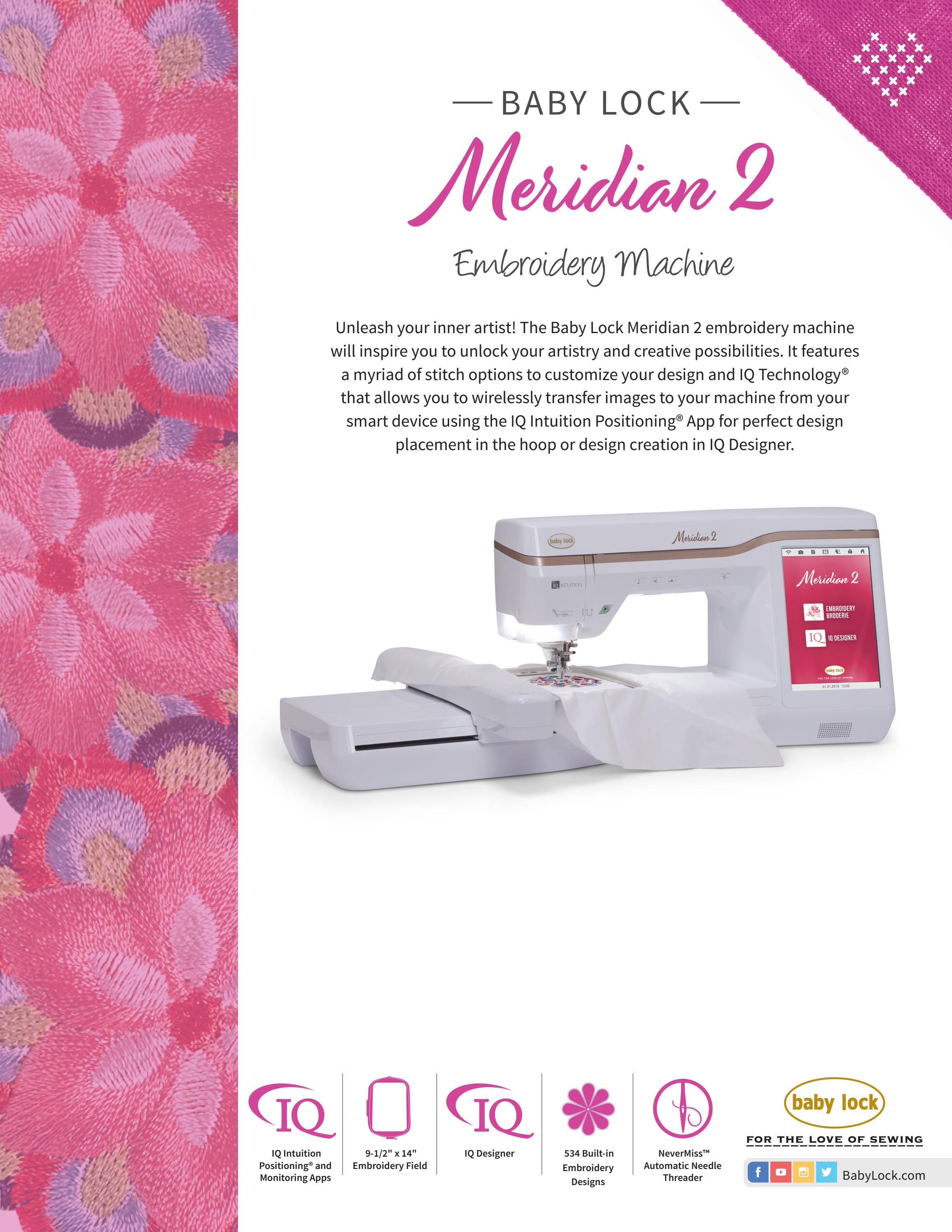 Baby Lock Meridian 2 Spec Sheet by babylocksewing - Issuu