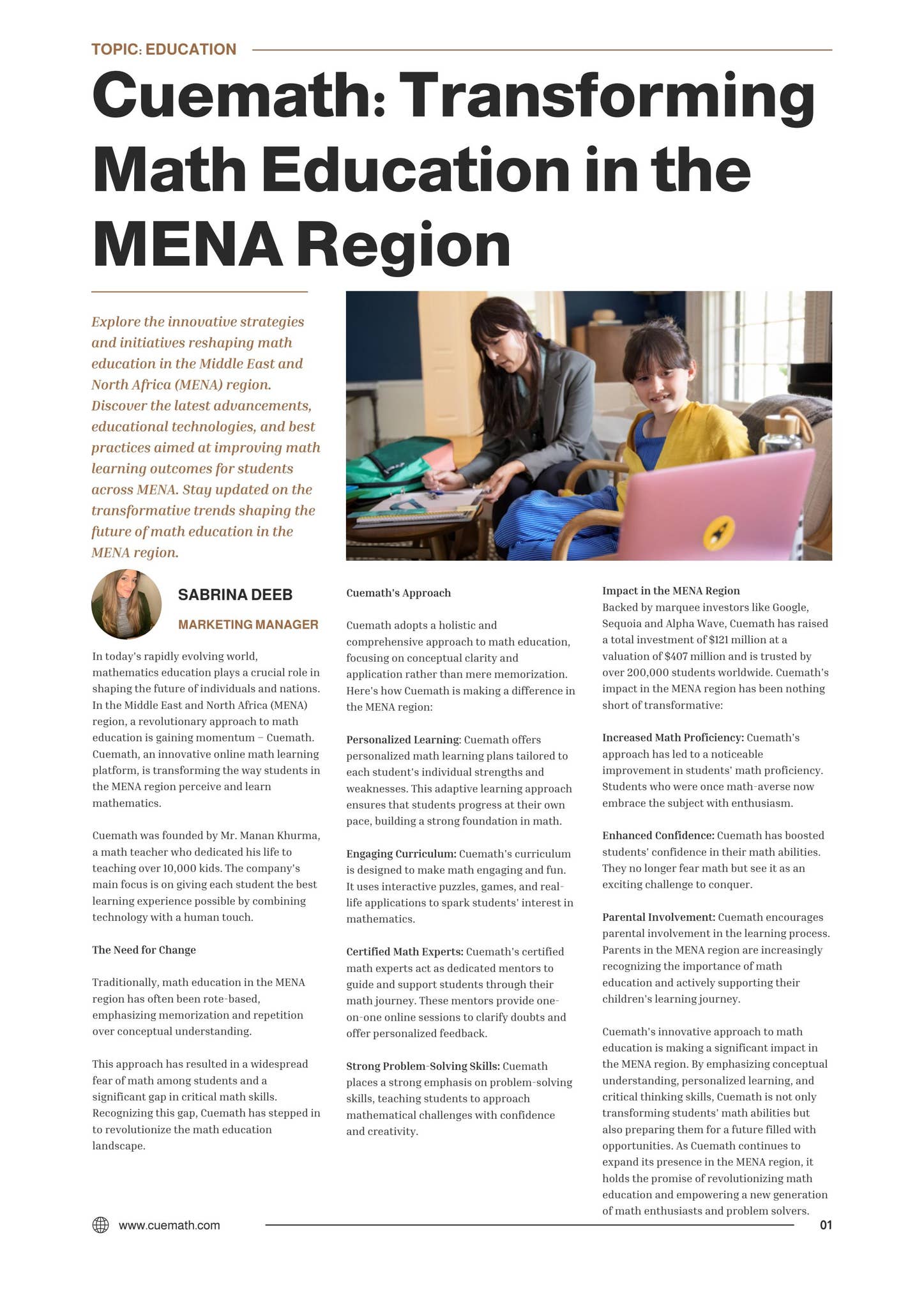 Cuemath: Transforming Math Education in the MENA Region by Sabrina Deeb - Issuu