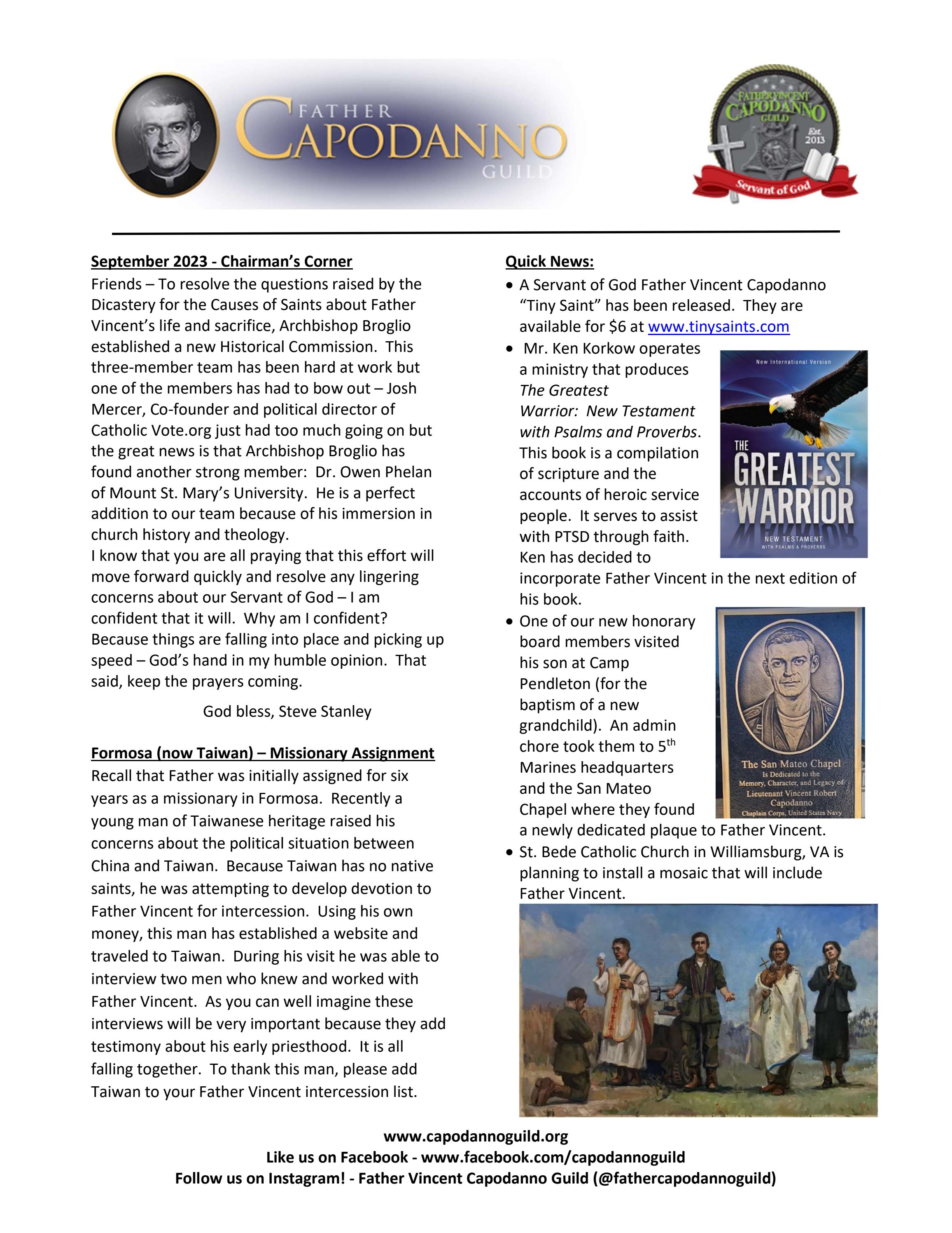 Father Capodanno Guild Cause Update - September 2023 by Archdiocese for ...