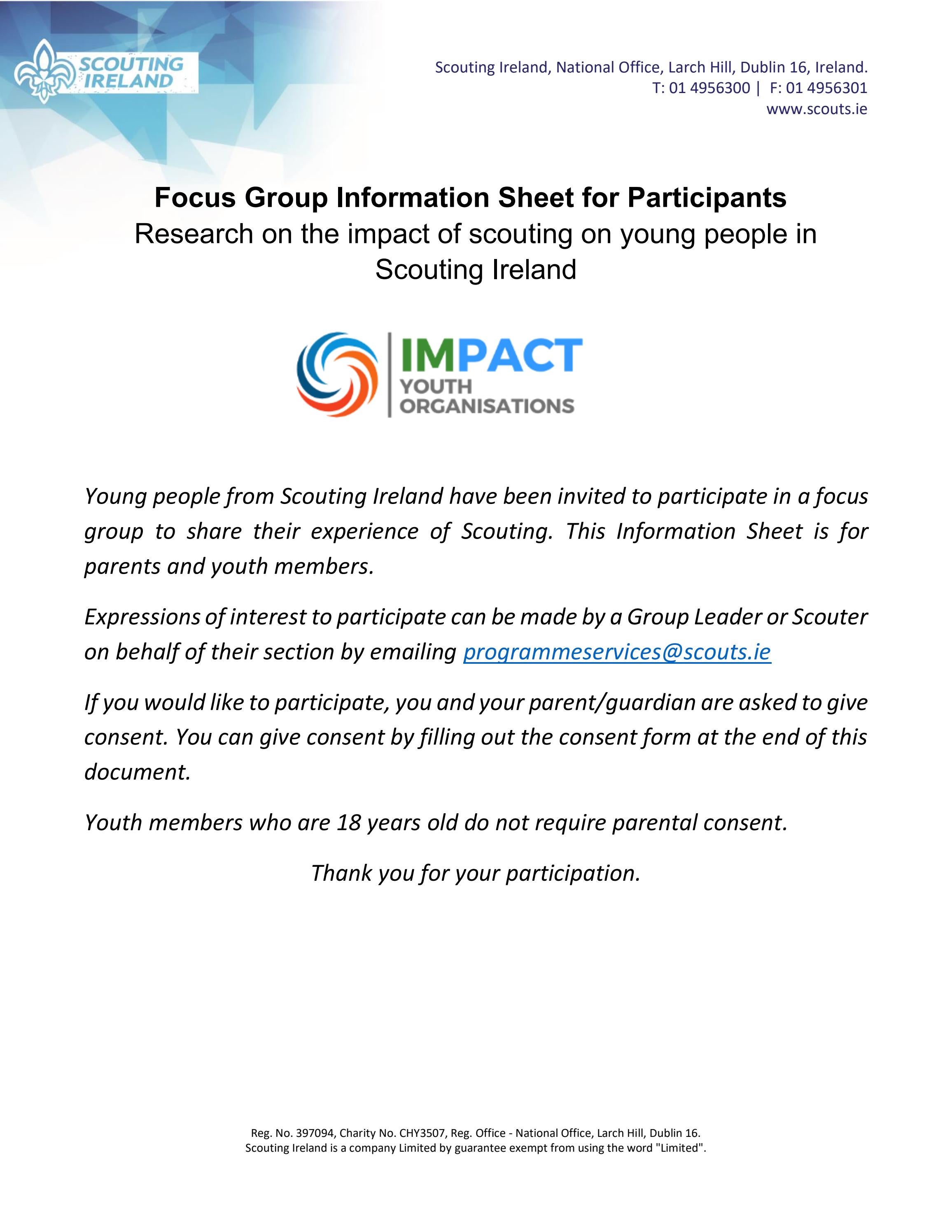 Focus Group Parent and Young Person Information Form by Scouting ...