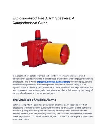 Explosion-Proof Fire Alarm Speakers: A Comprehensive Guide by ...