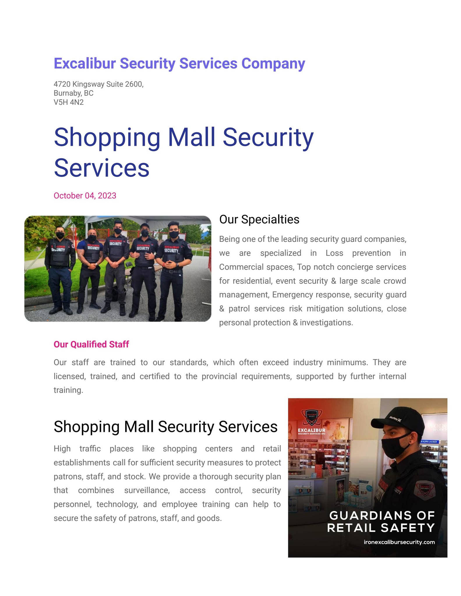 Excalibur Security Services Vancouver by excalibur submission - Issuu
