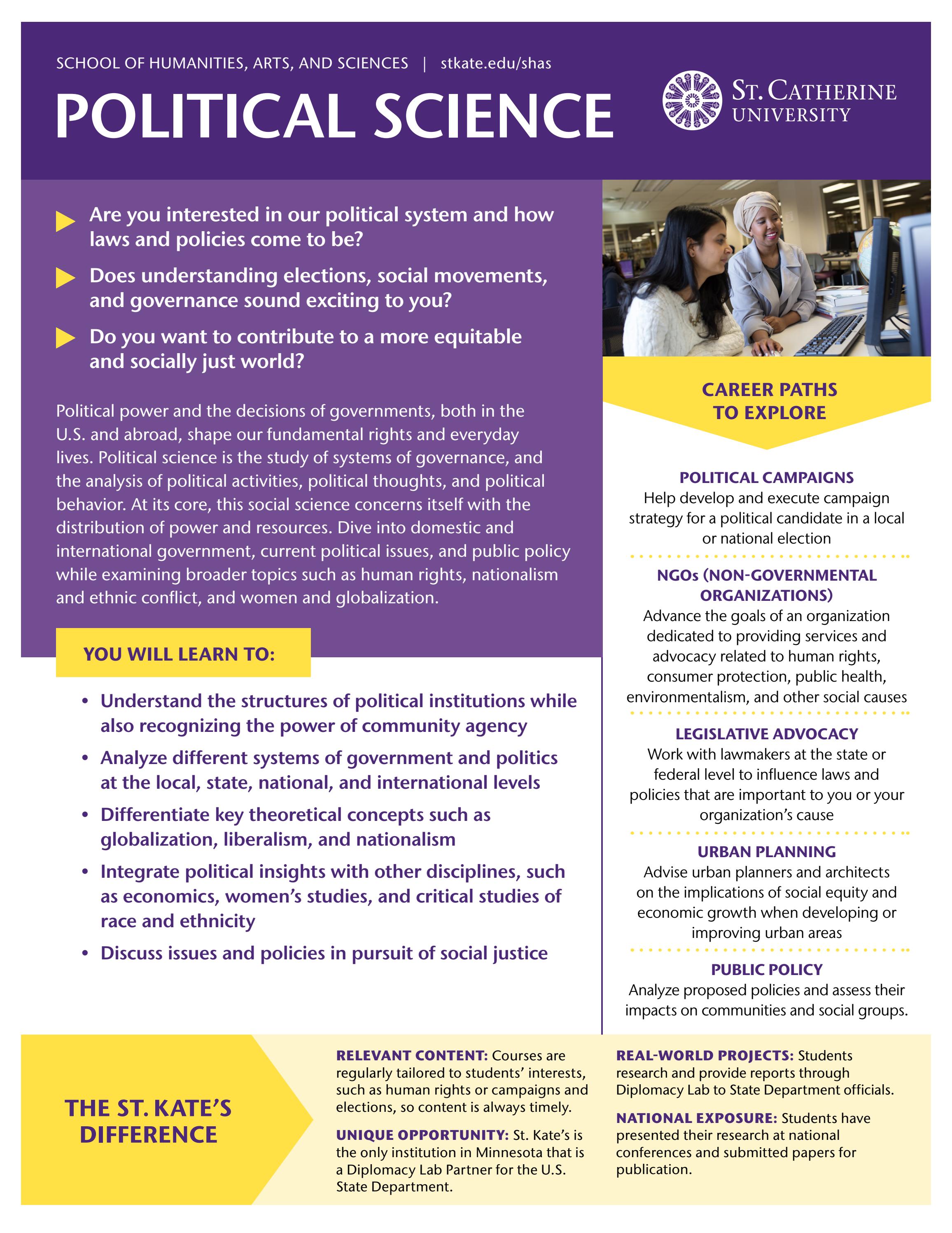 College for Women: Political Science by St. Catherine University - Issuu