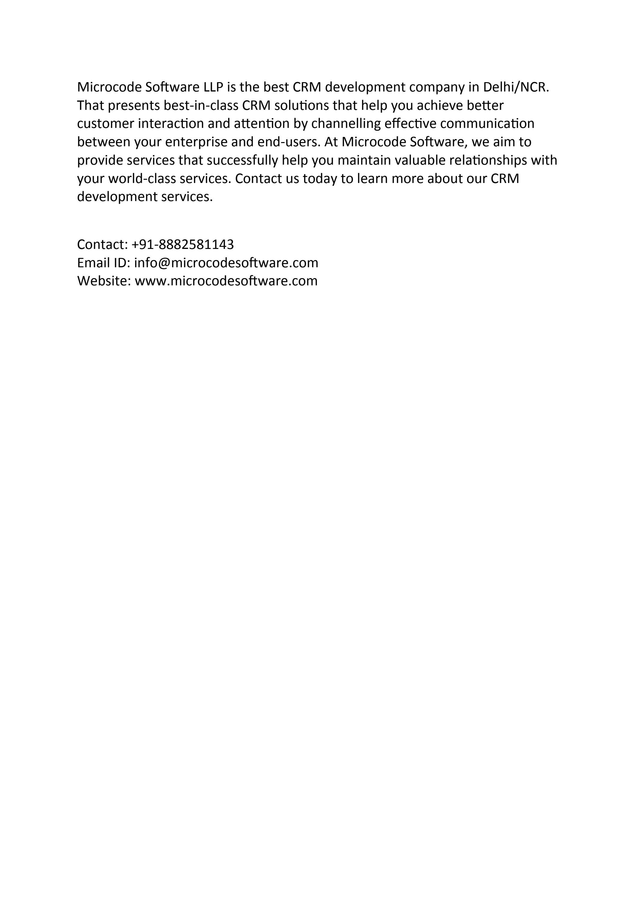 Best CRM Development Company in Delhi/ NCR | Near Me by Microcode ...