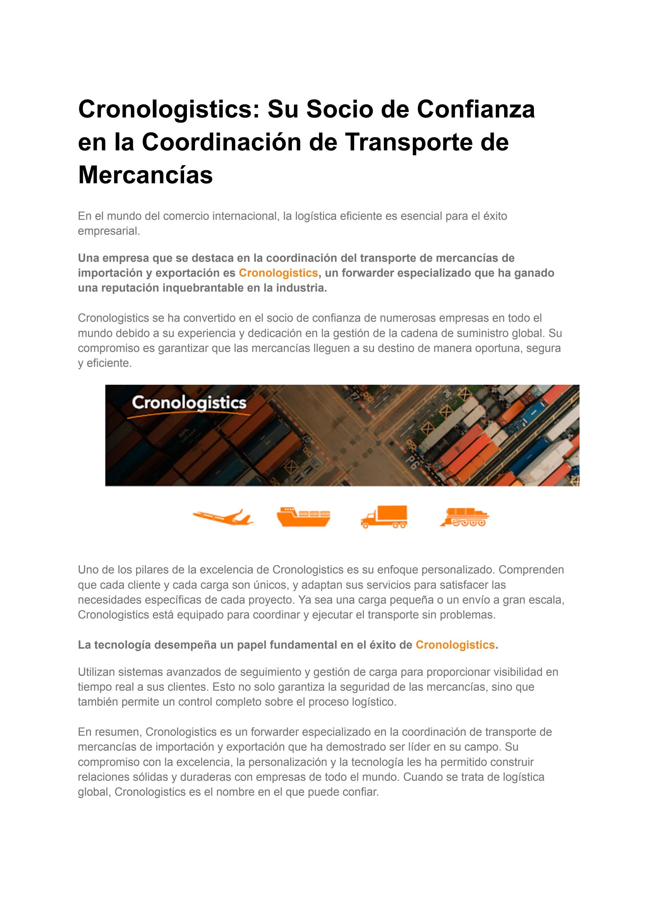 Cronologistics México Coordinación de Transporte de Mercancías by ...