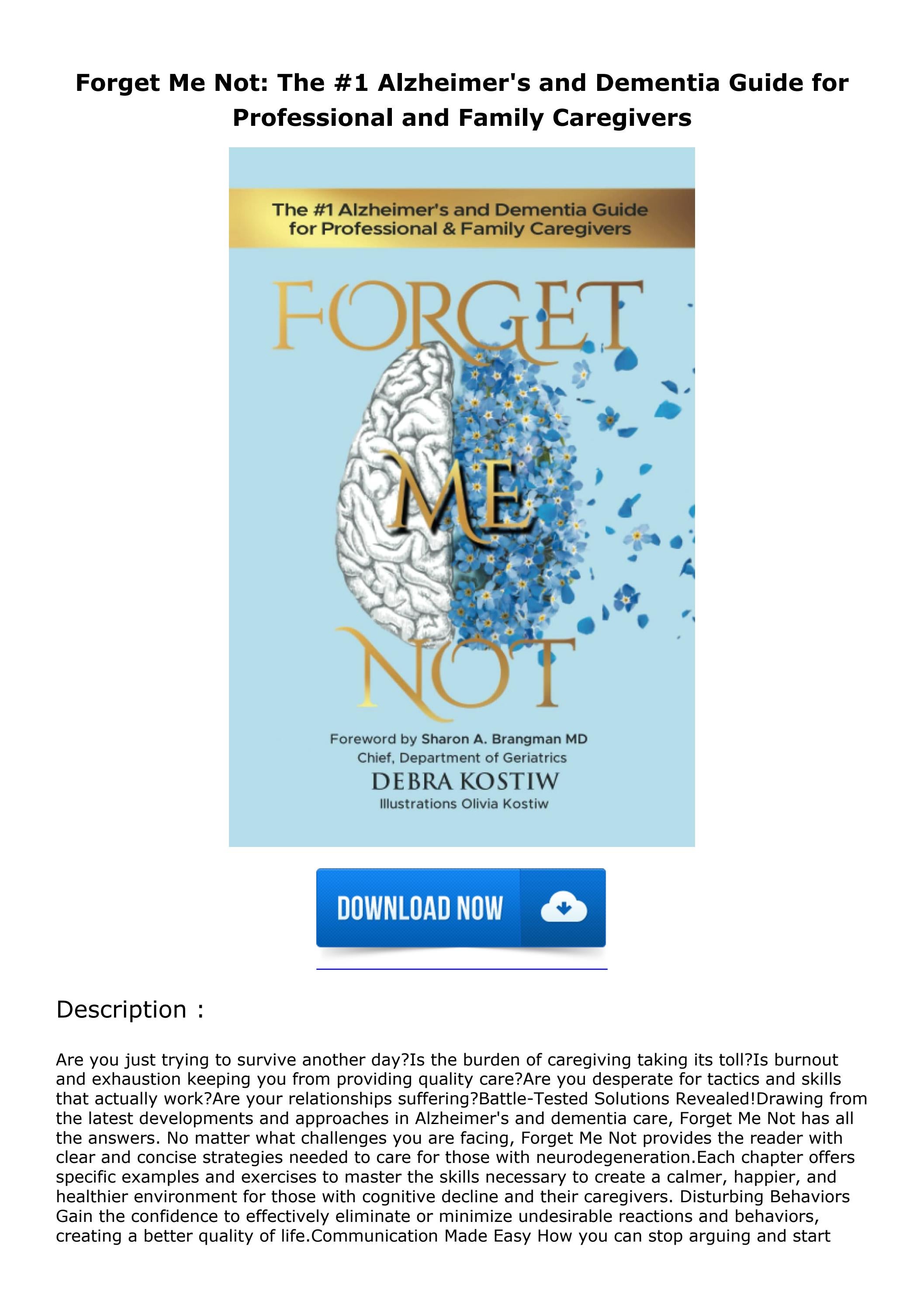 PDF_ Forget Me Not: The #1 Alzheimer's and Dementia Guide for ...