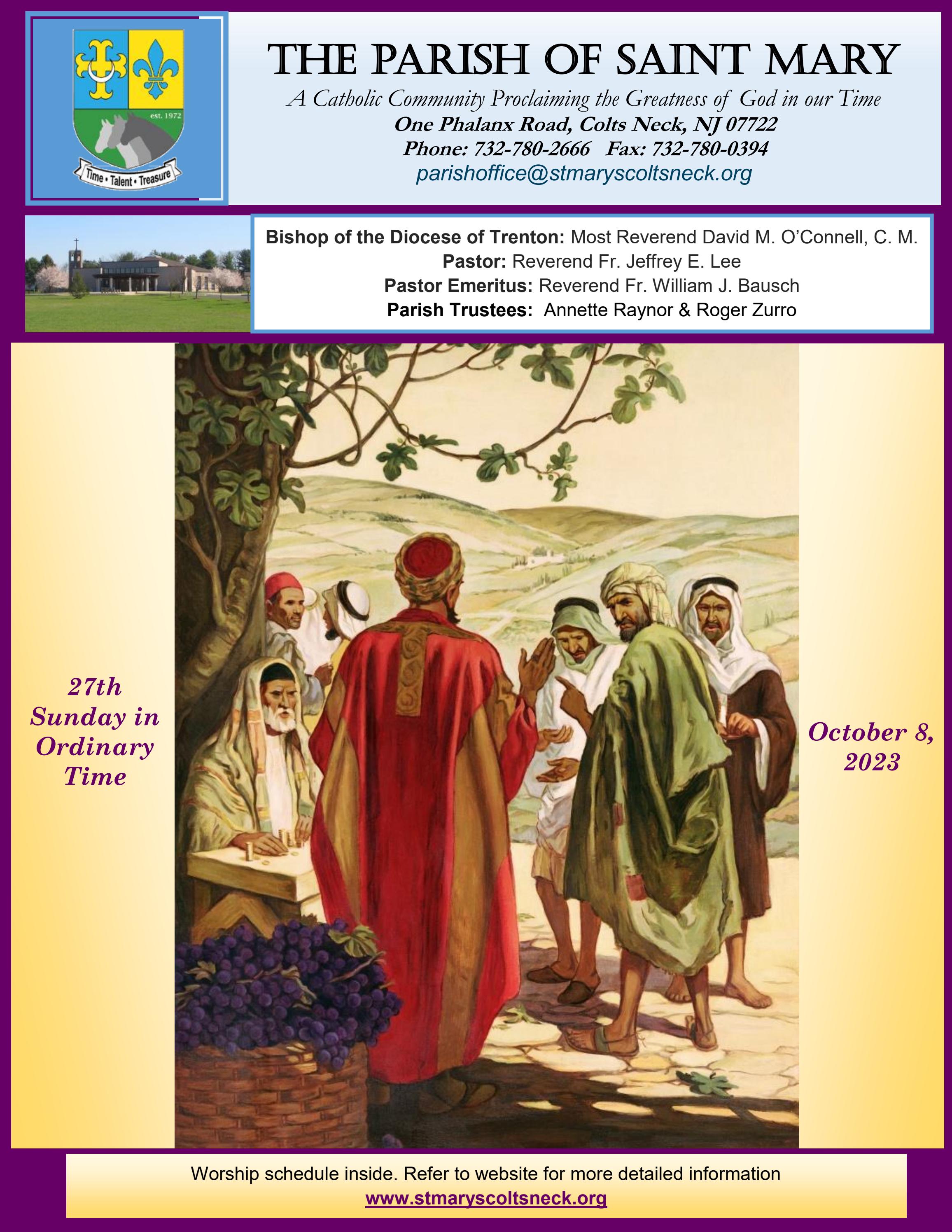 October 8, 2023 - 27th Sunday in Ordinary Time by The Parish of Saint Mary - Issuu