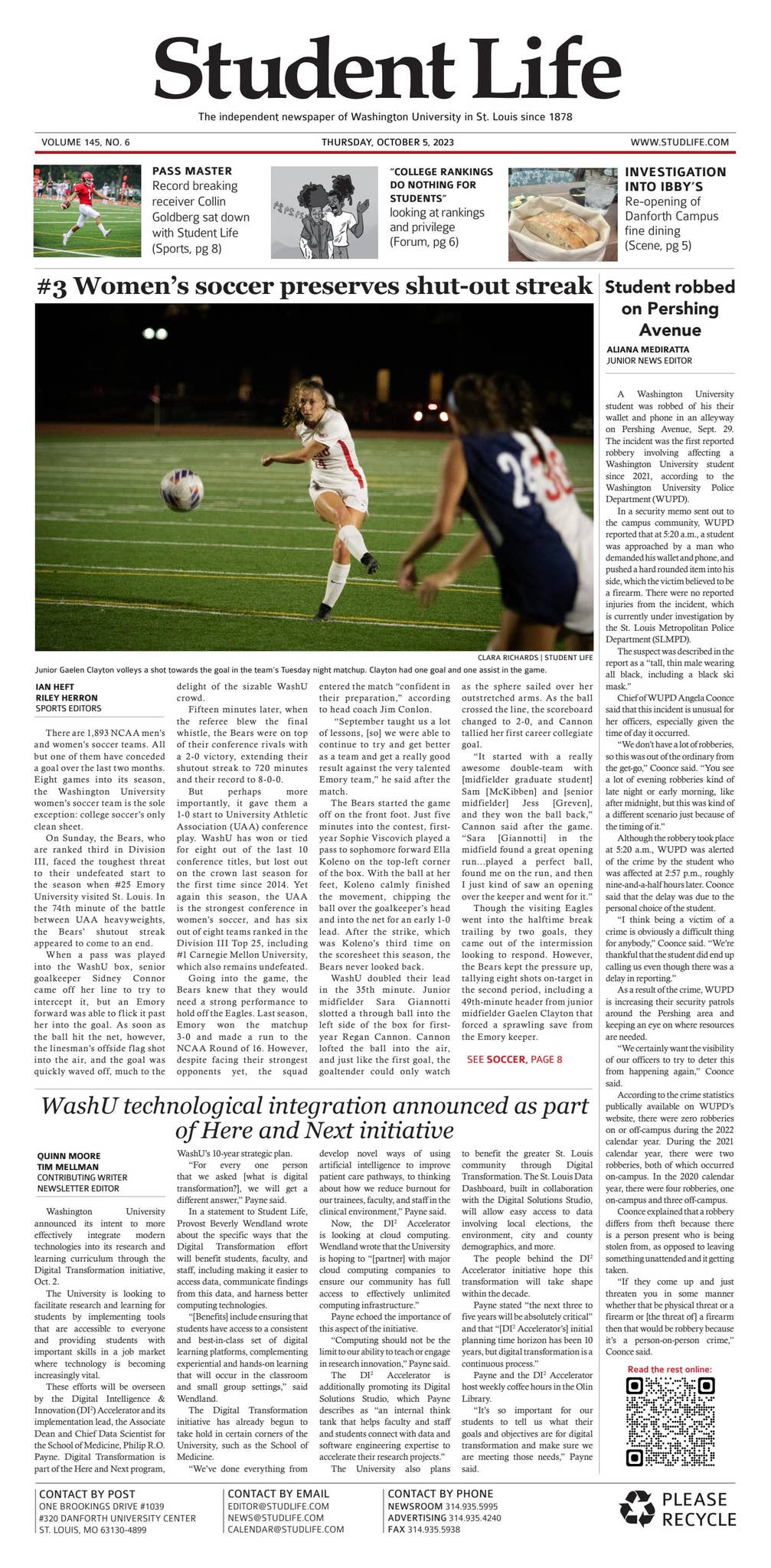 October 5, 2023 Student Life newspaper, Washington University in St ...