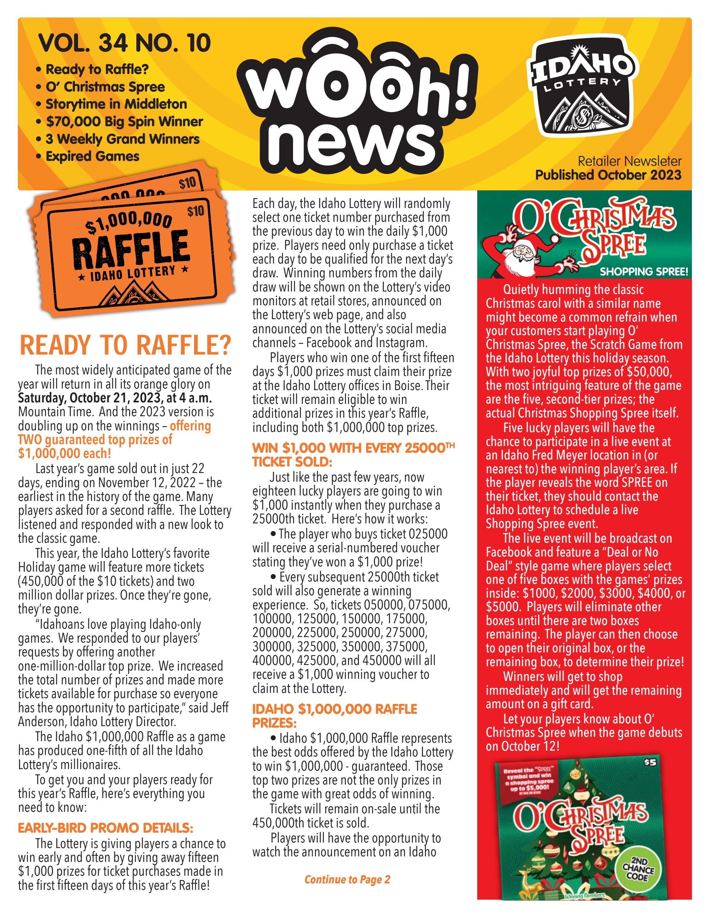 Wooh News - October 2023 by Idaho Lottery - Issuu