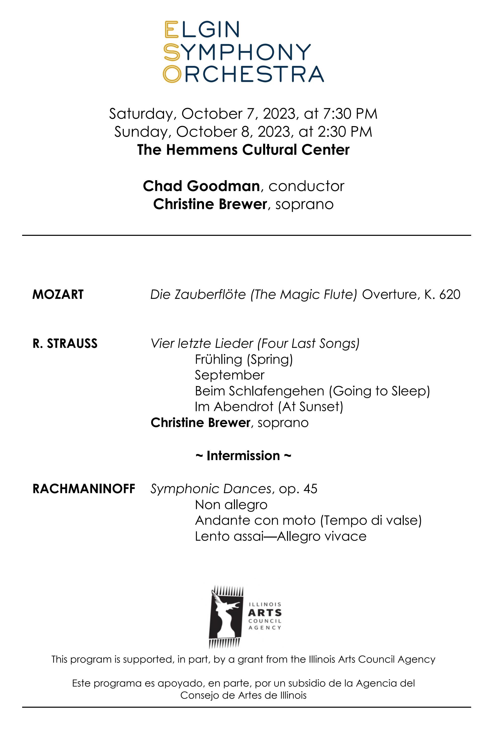 Elgin Symphony Orchestra Opening Weekend Program by ...