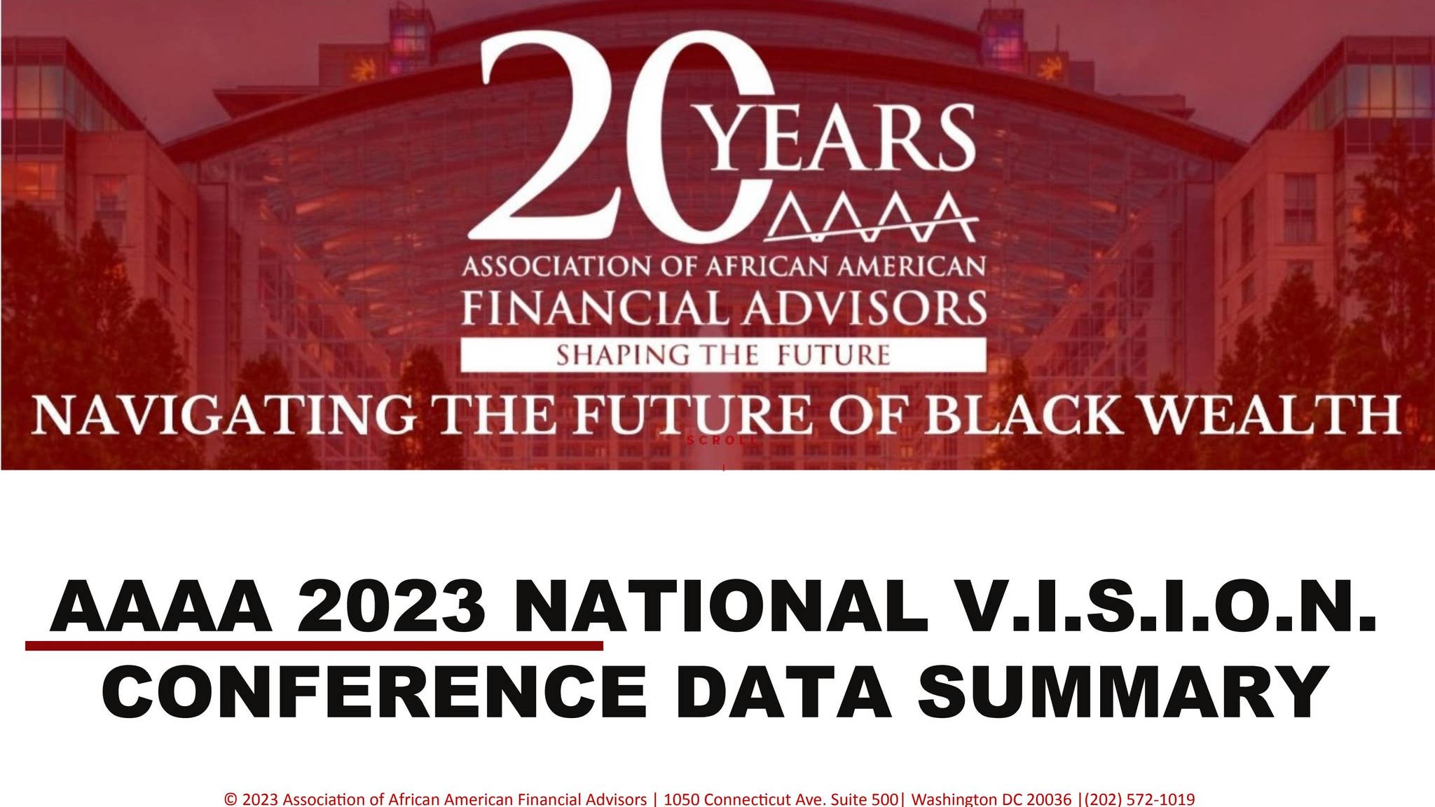 AAAA 2023 NATIONAL V.I.S.I.O.N. CONFERENCE DATA SUMMARY by AAAFA - Issuu