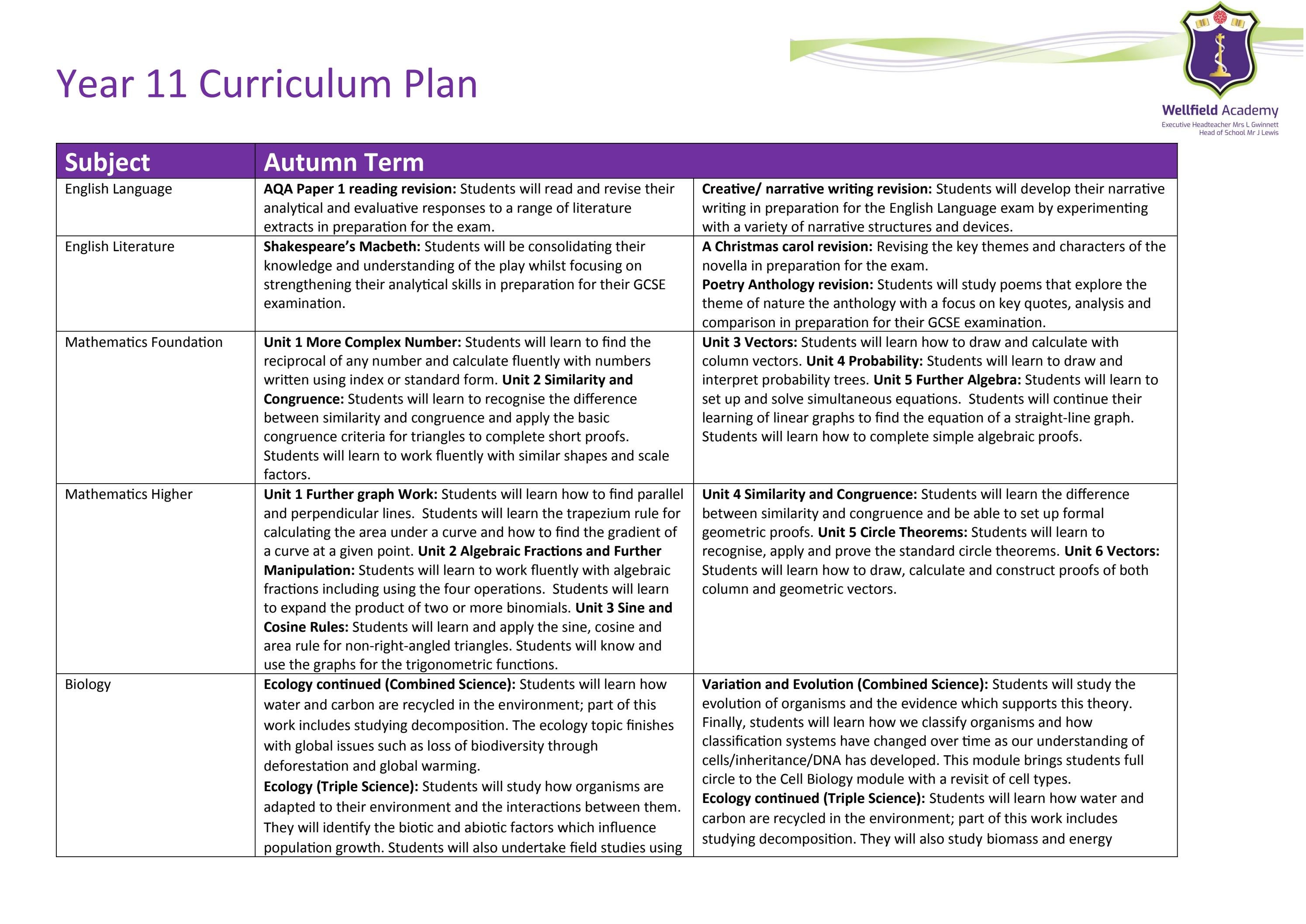 Year 11 Curriculum Plan 2023 by Schudio - Issuu