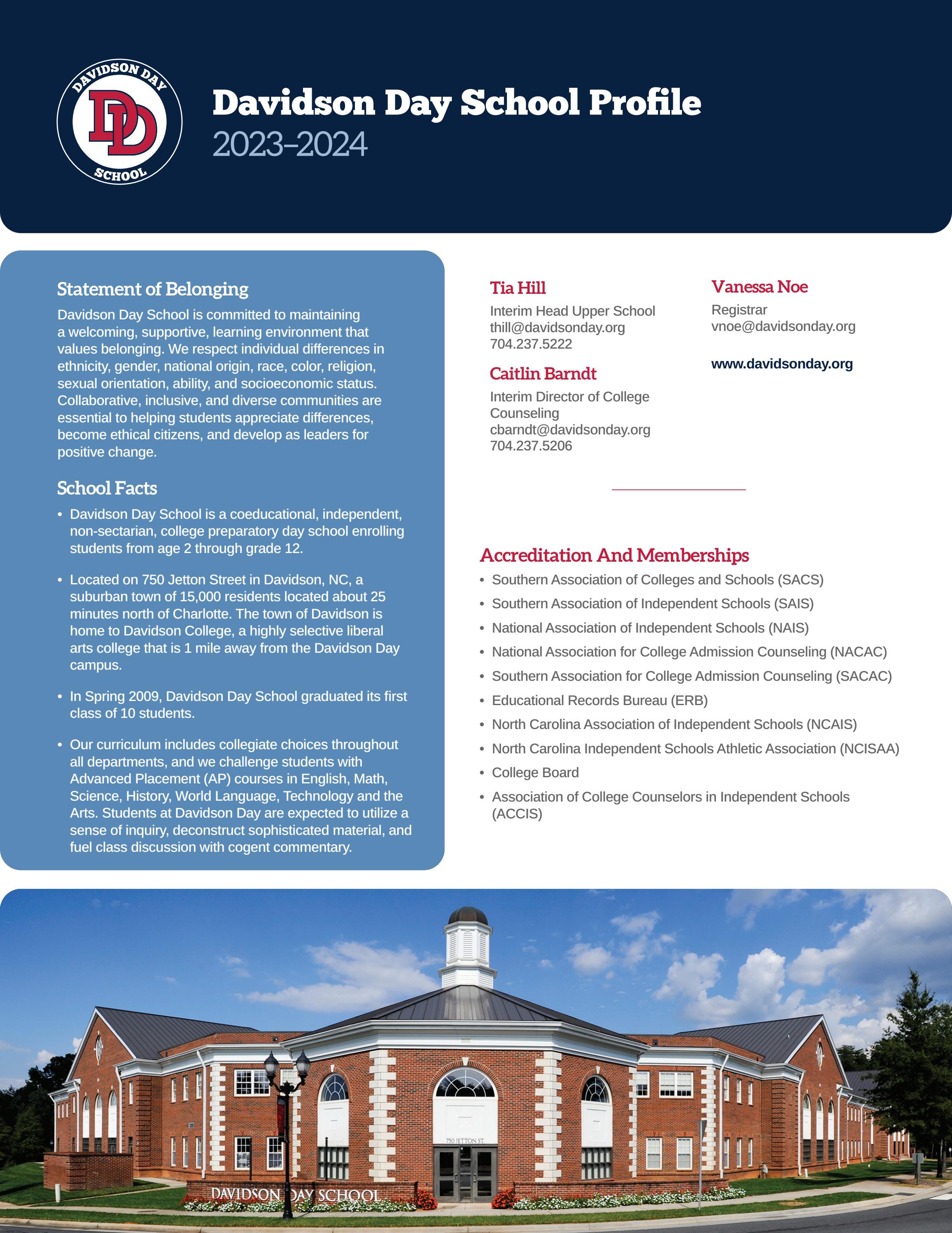 Davidson Day School Profile 2023-2024 by Davidson Day School - Issuu