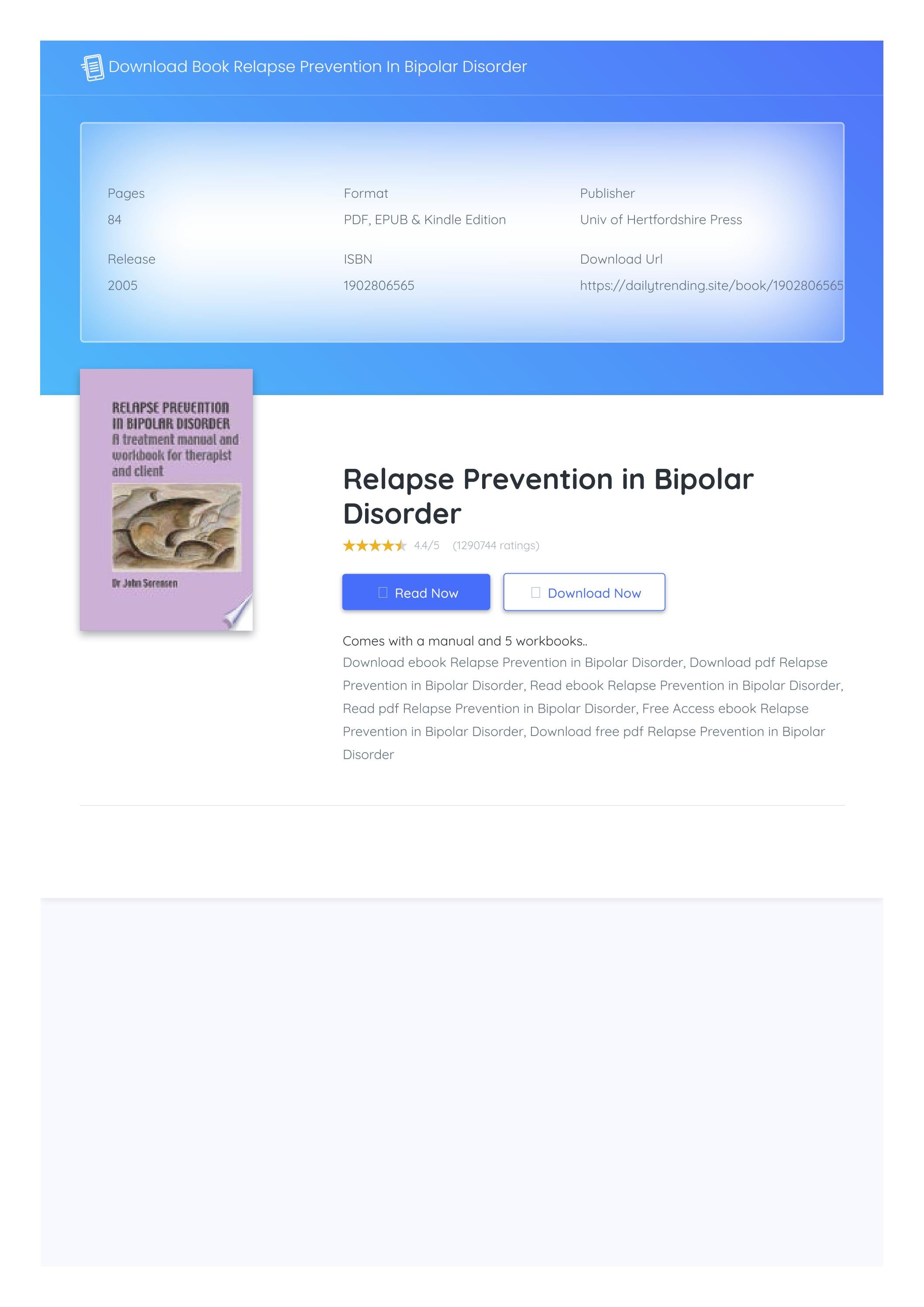RELAPSE PREVENTION IN BIPOLAR DISORDER by michaelfoster23.58 - Issuu