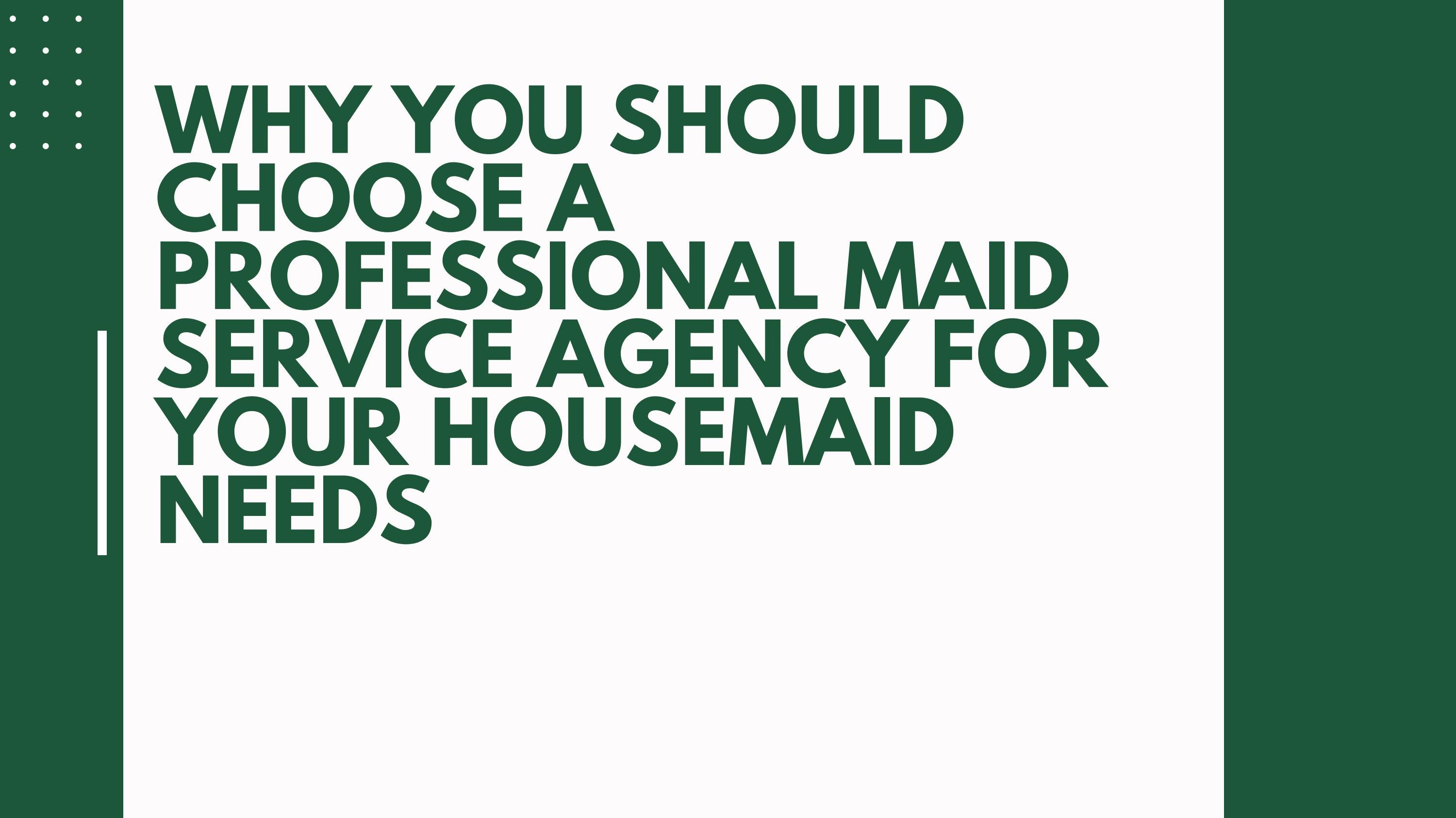Why You Should Choose a Professional Maid Service Agency for Your ...
