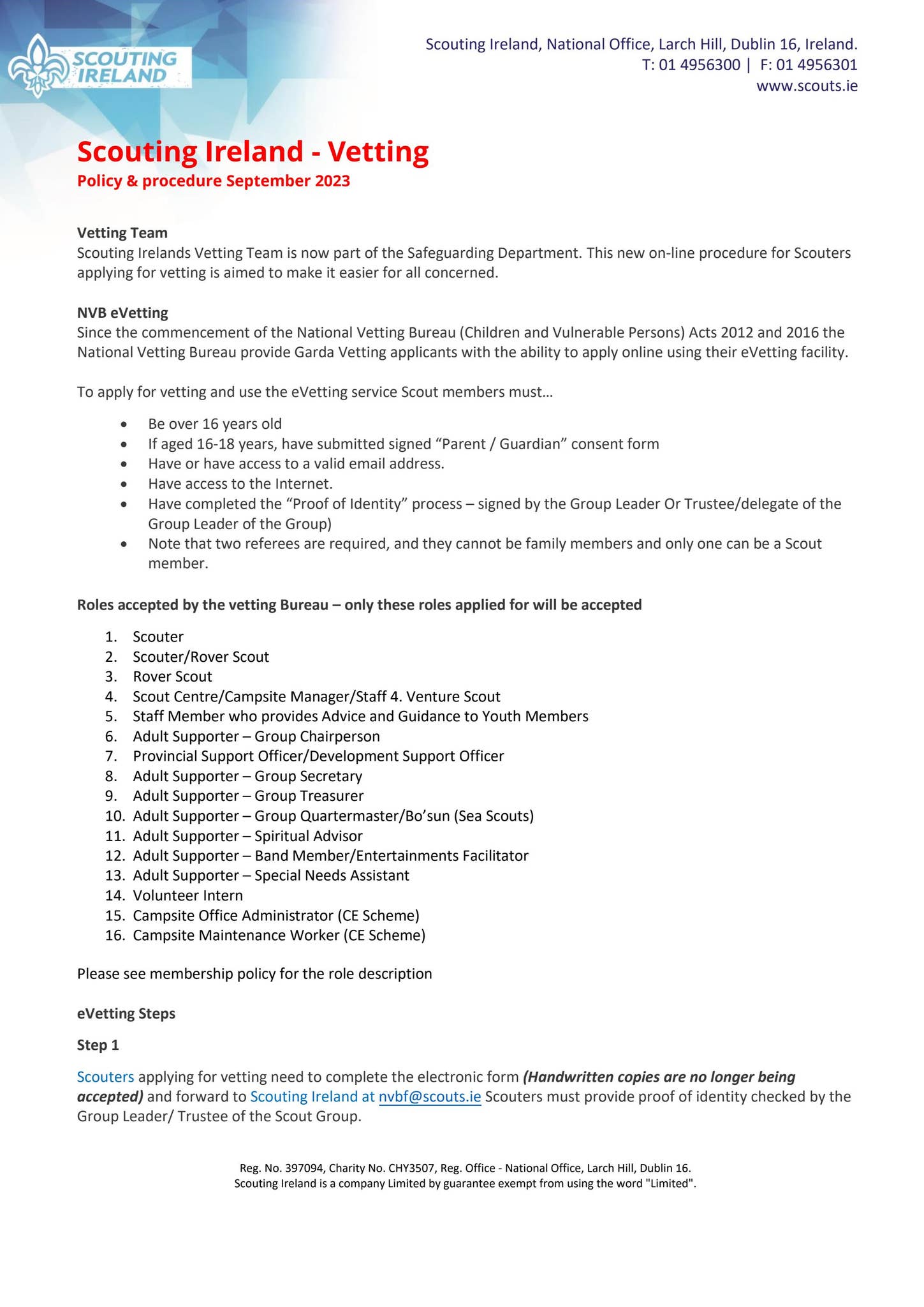 Vetting Steps and Procedures by Scouting Ireland - Issuu