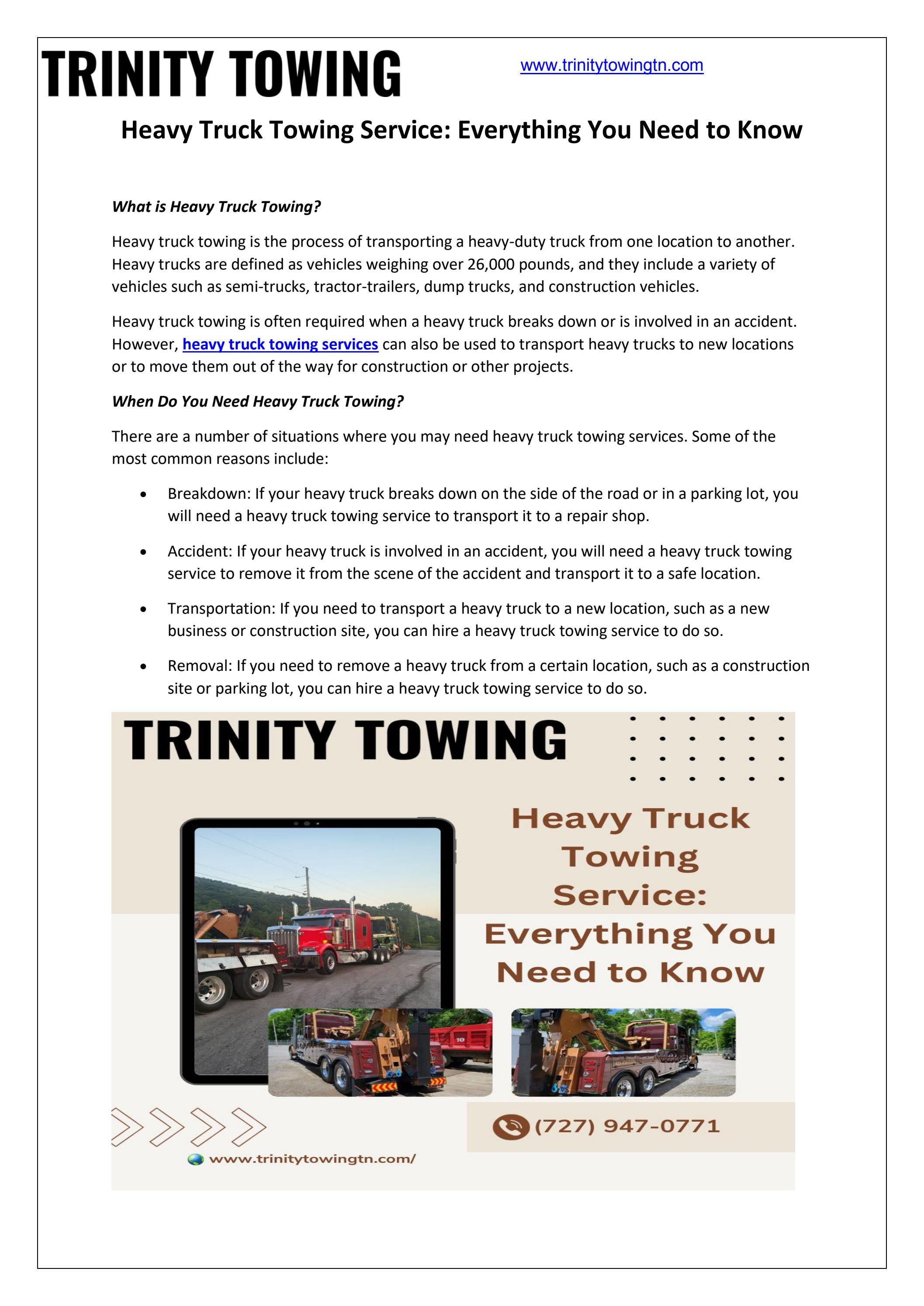 Heavy Truck Towing Service: Everything You Need to Know by Trinity ...